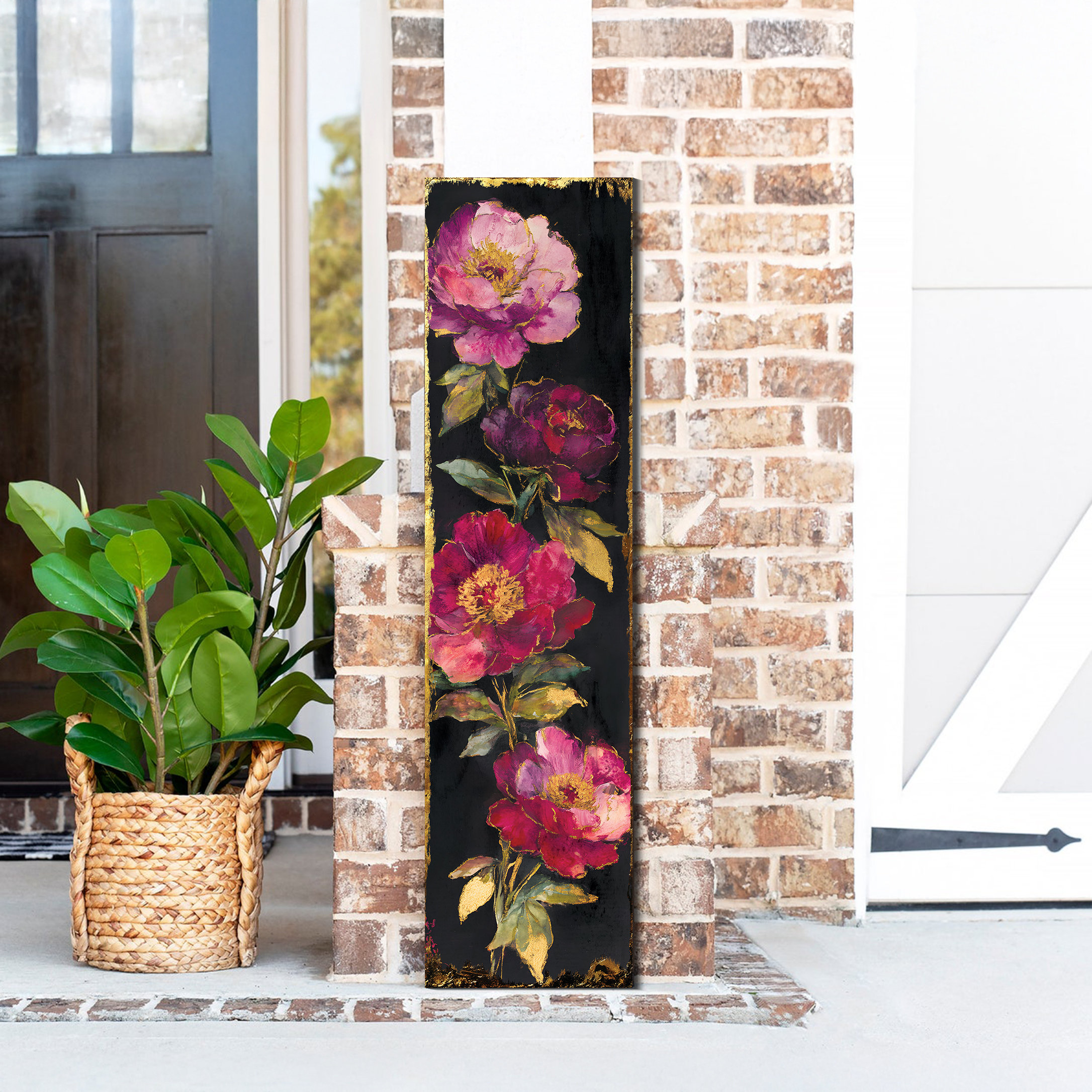 Winston Porter 60in Spring Peonies Decor Porch Sign | Entryway Decor ...