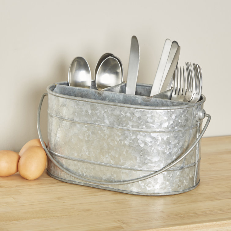 August Grove® Galvanized Metal Storage Caddy with 4 Compartments and ...