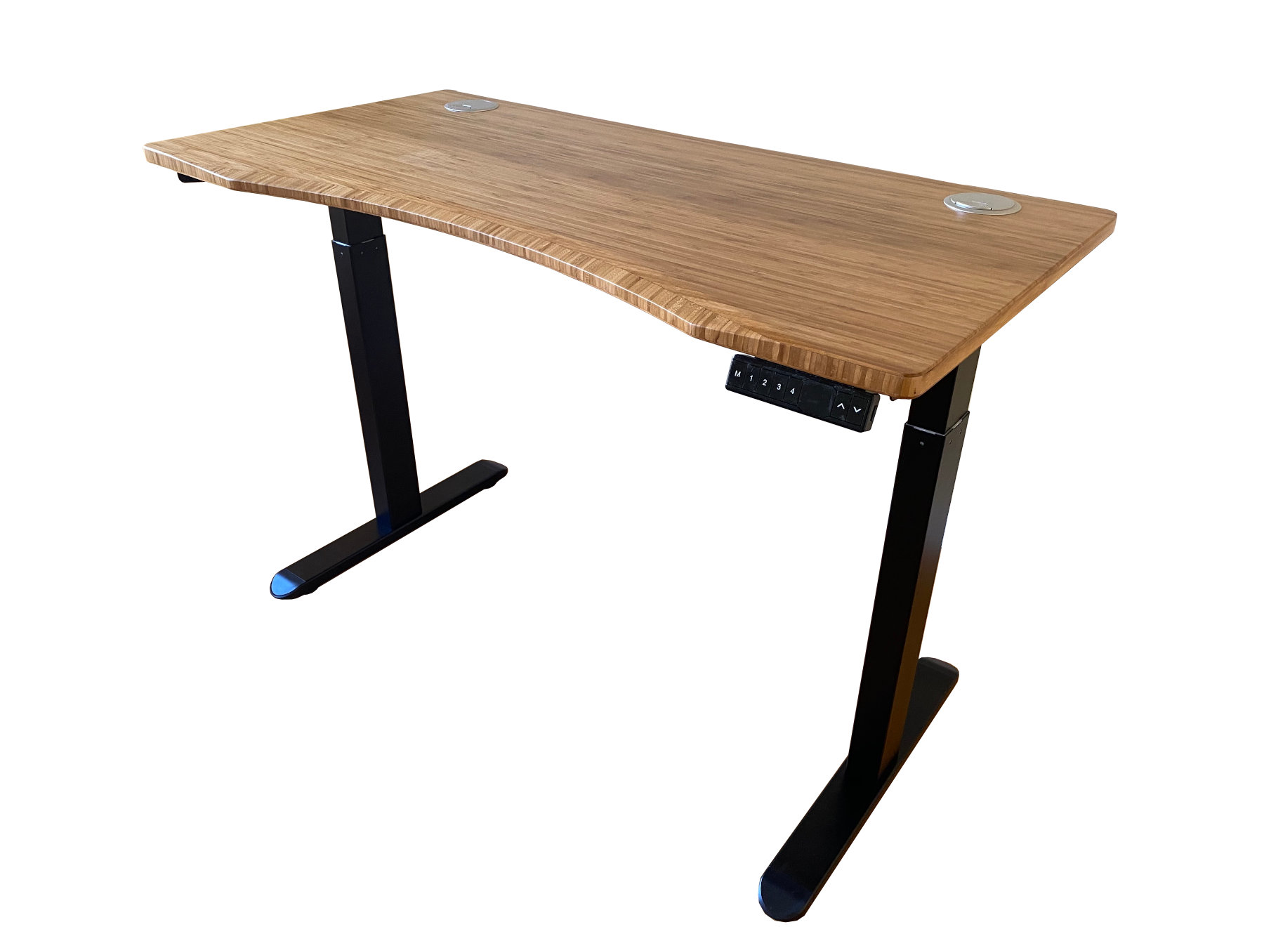 Inbox Zero Fieldstone Bamboo Curved Desktop Standing Desk | Wayfair