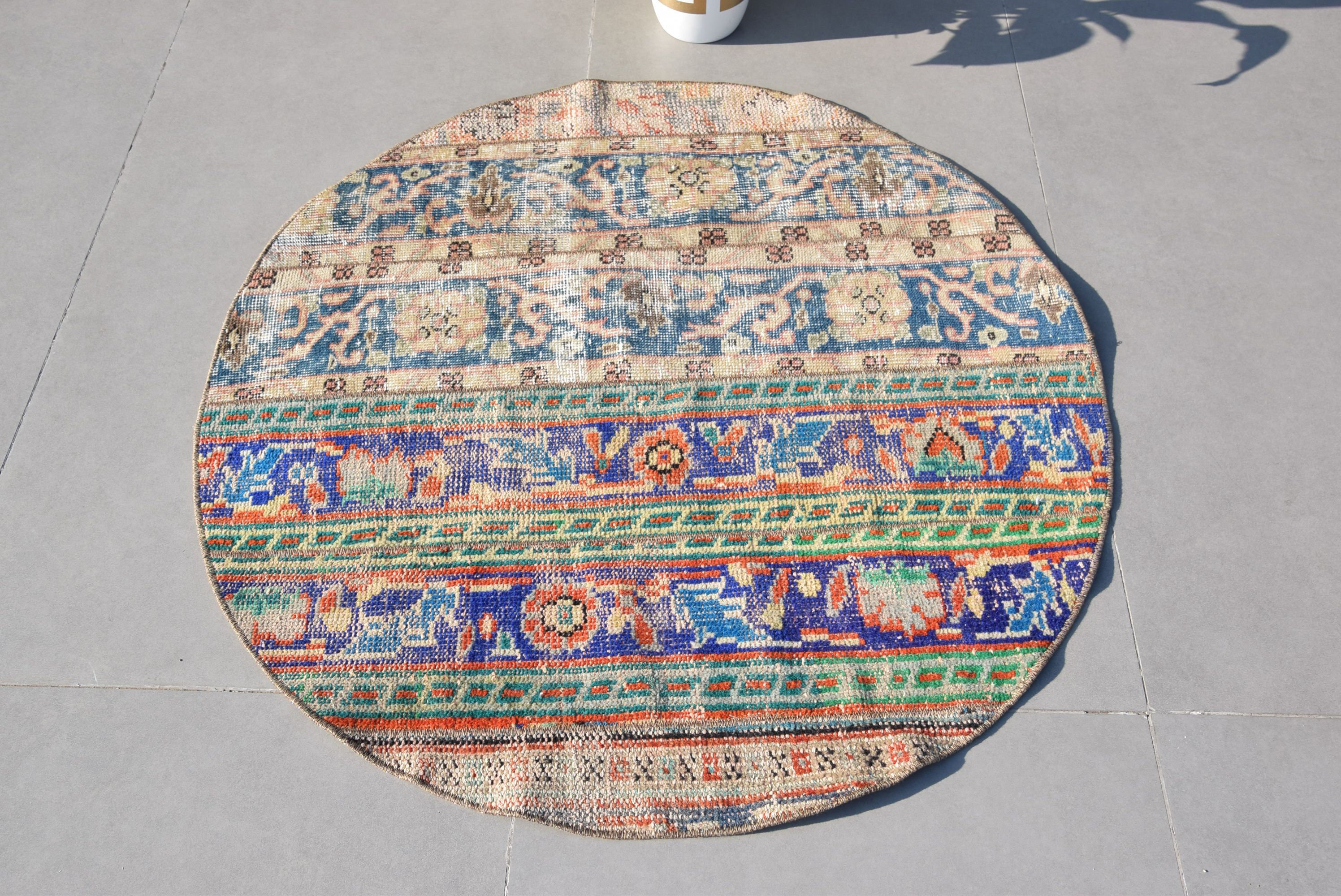 Bungalow Rose Vintage Turkish Oushak Round Rug Handmade from Organic ...