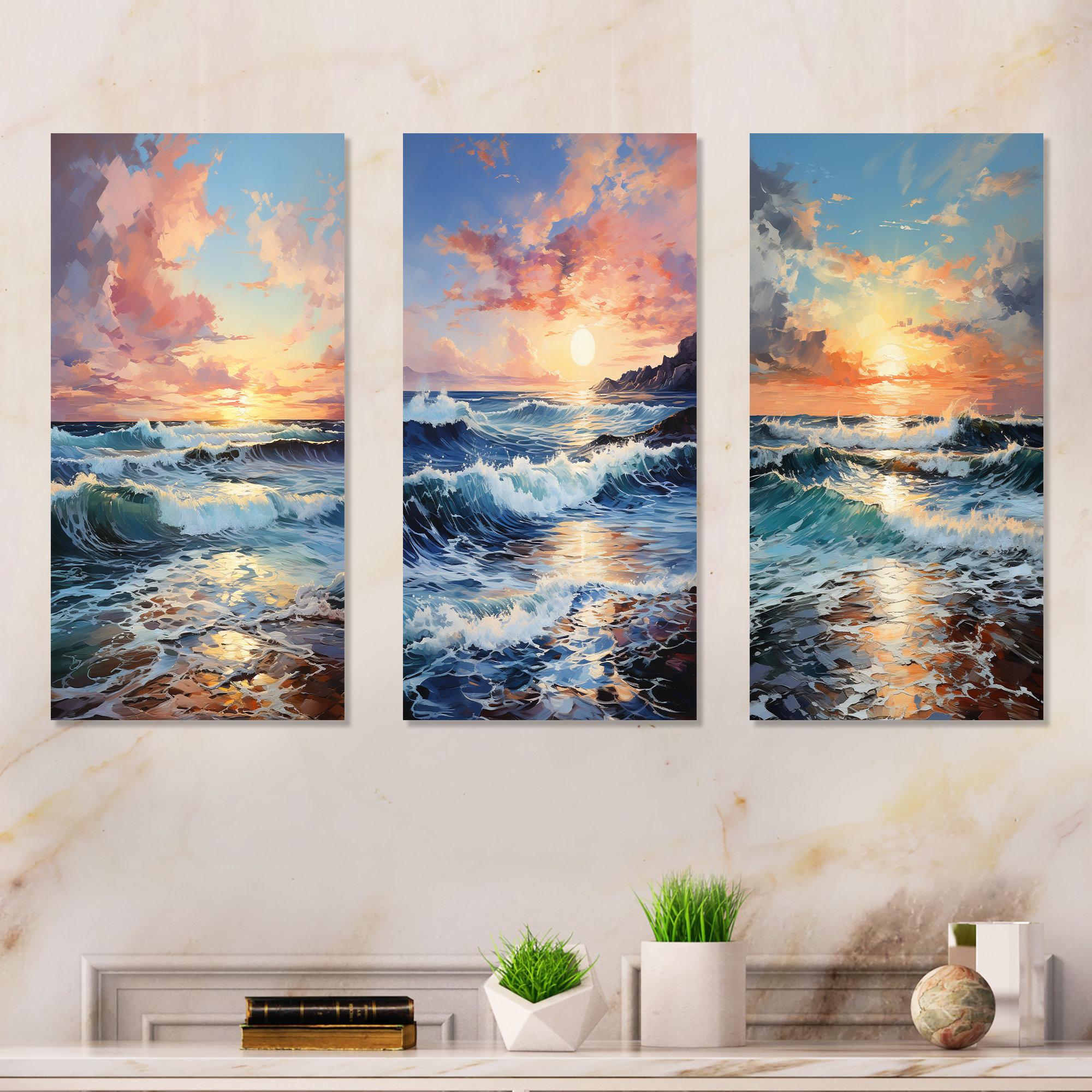 Rosecliff Heights Beach Sunrise Tranquil Horizons - Ocean Metal Wall ...