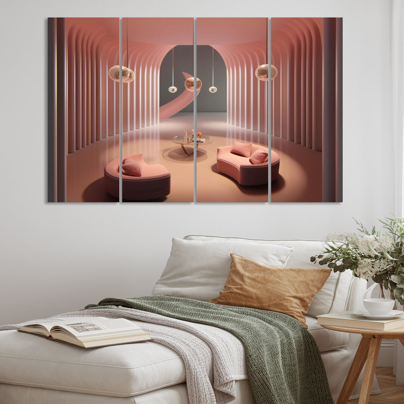 Ebern Designs Architecture Of The Future Pink And Gold IV On Canvas 4 ...