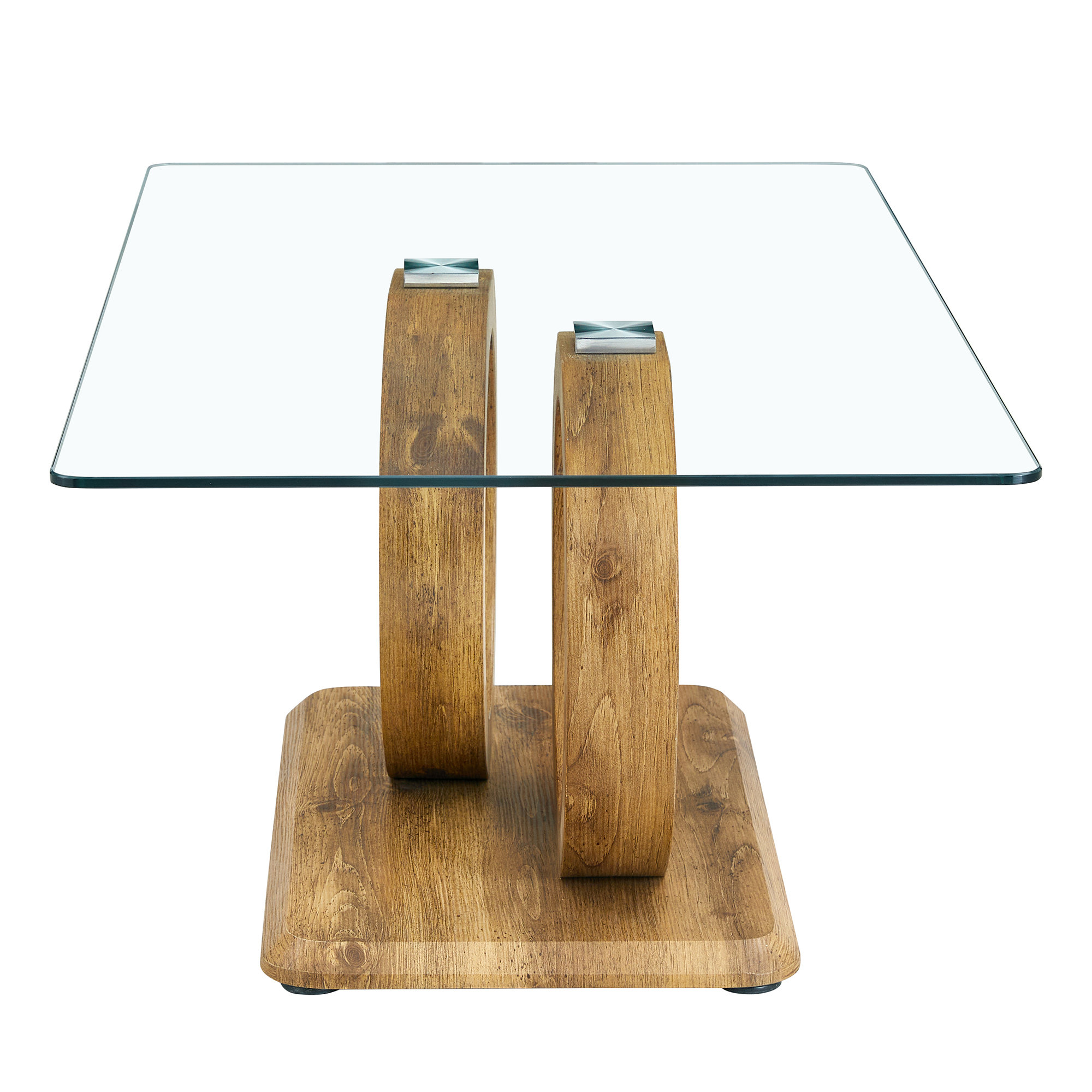 Ivy Bronx Modern Style Glass Top MDF Coffee Table with Natural Wood ...