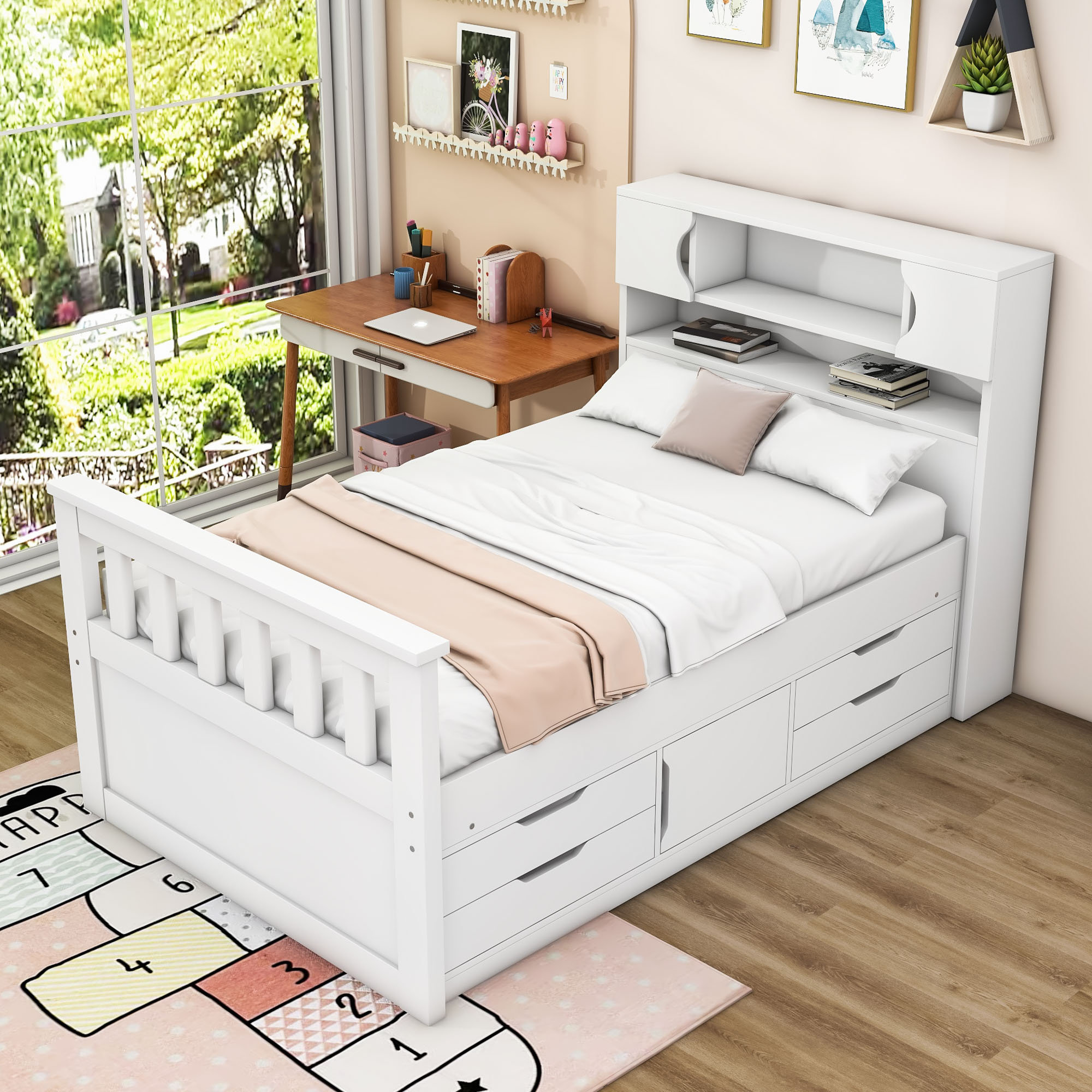 Red Barrel Studio Kyomie Twin Size Wood Platform Bed with Storage ...