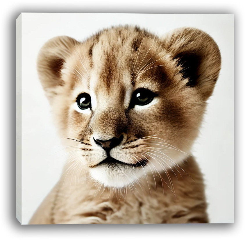 Indigo Safari Gentle Baby Lion Cub – Wrapped Canvas Wall Art | Wayfair