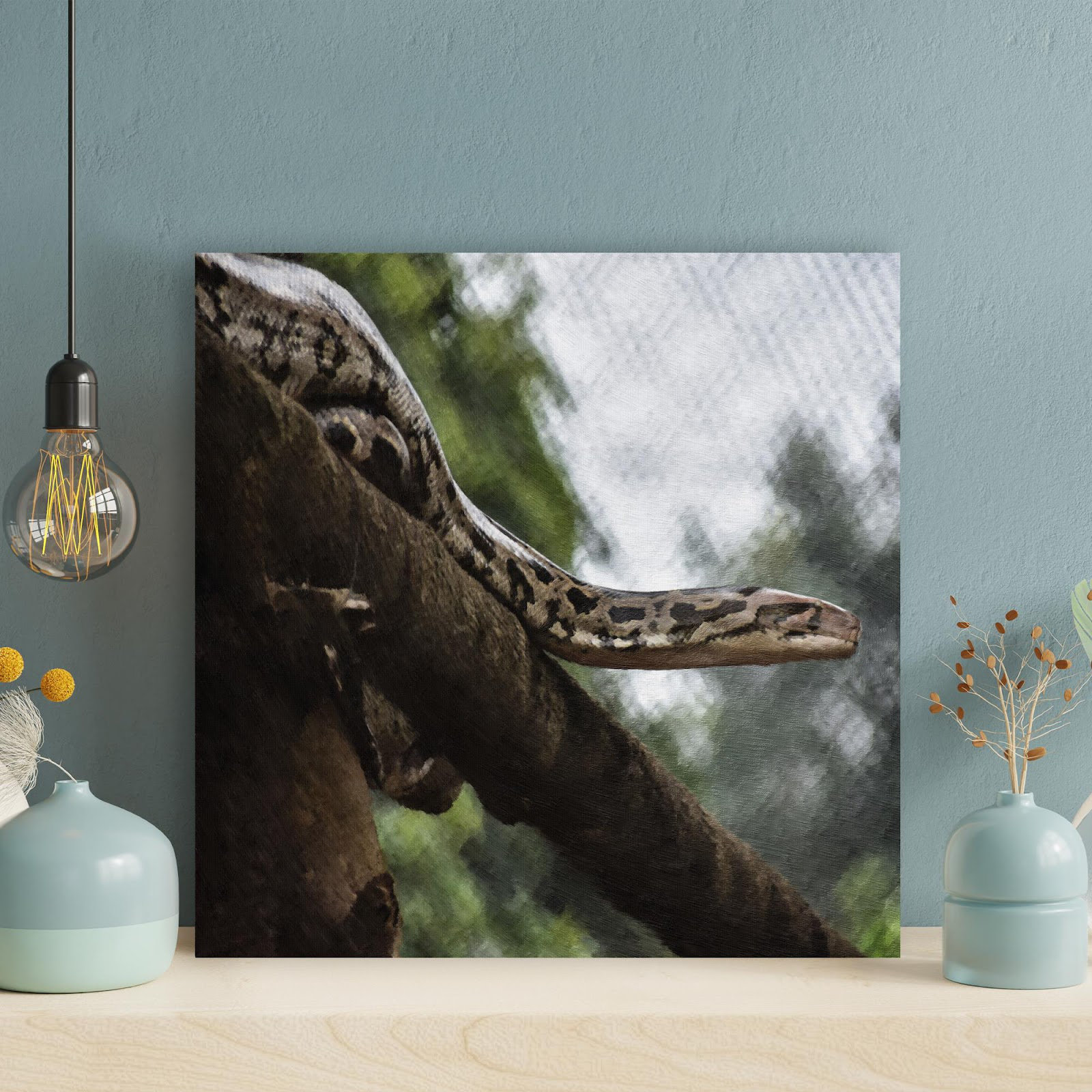 Latitude Run® Brown And Black Snake On Brown Tree Branch 1 - Wrapped ...