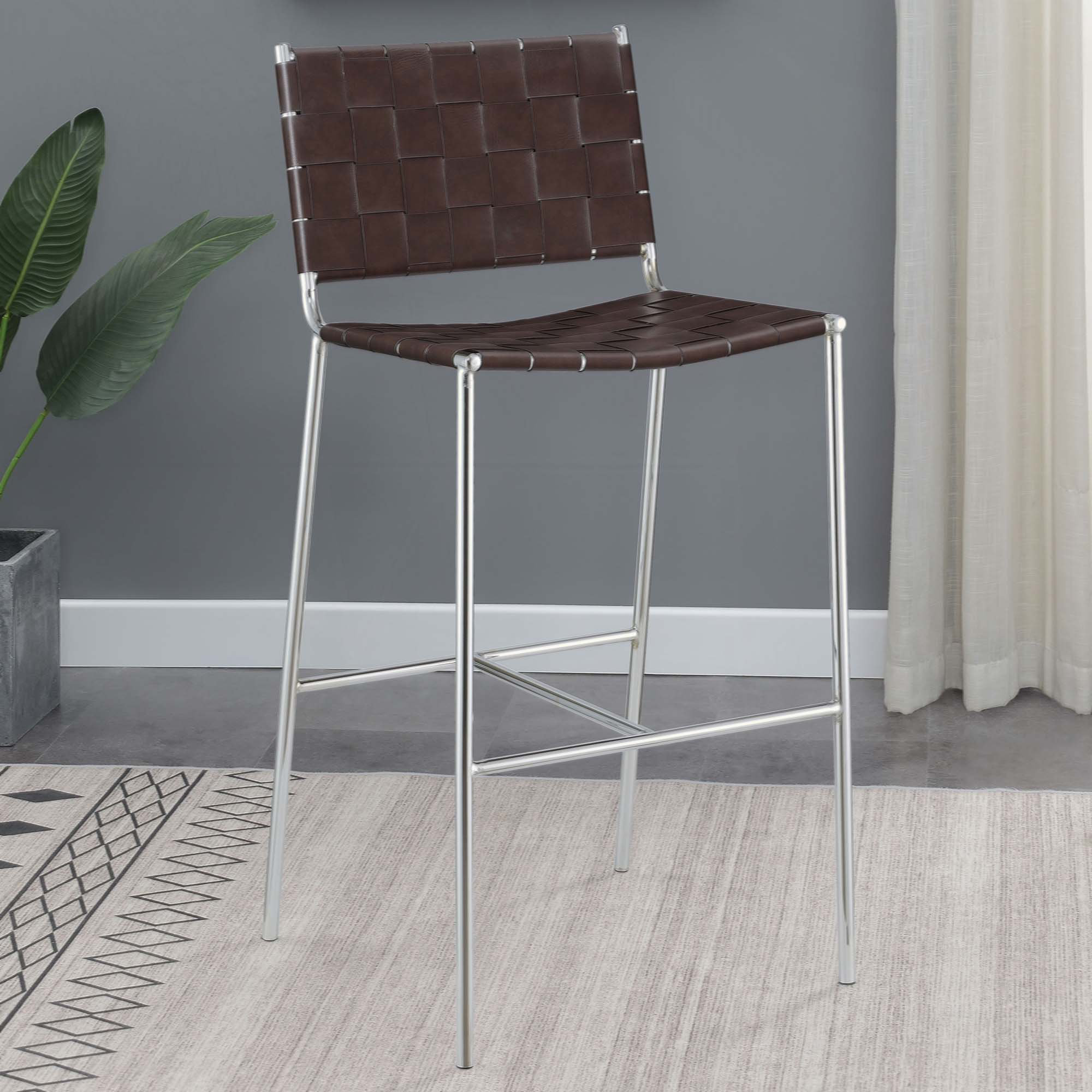Corrigan Studio® Sleek And Supportive Upholstered Bar Chair With Chrome ...