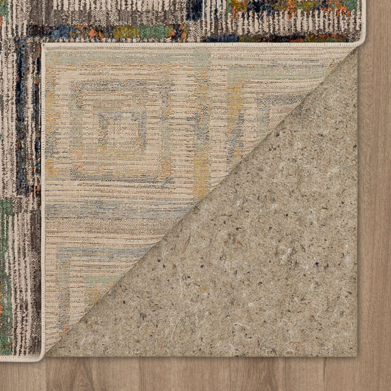 Scott Living Weathered Squares Machine Woven Teal/Gold/Gray Rug | Wayfair