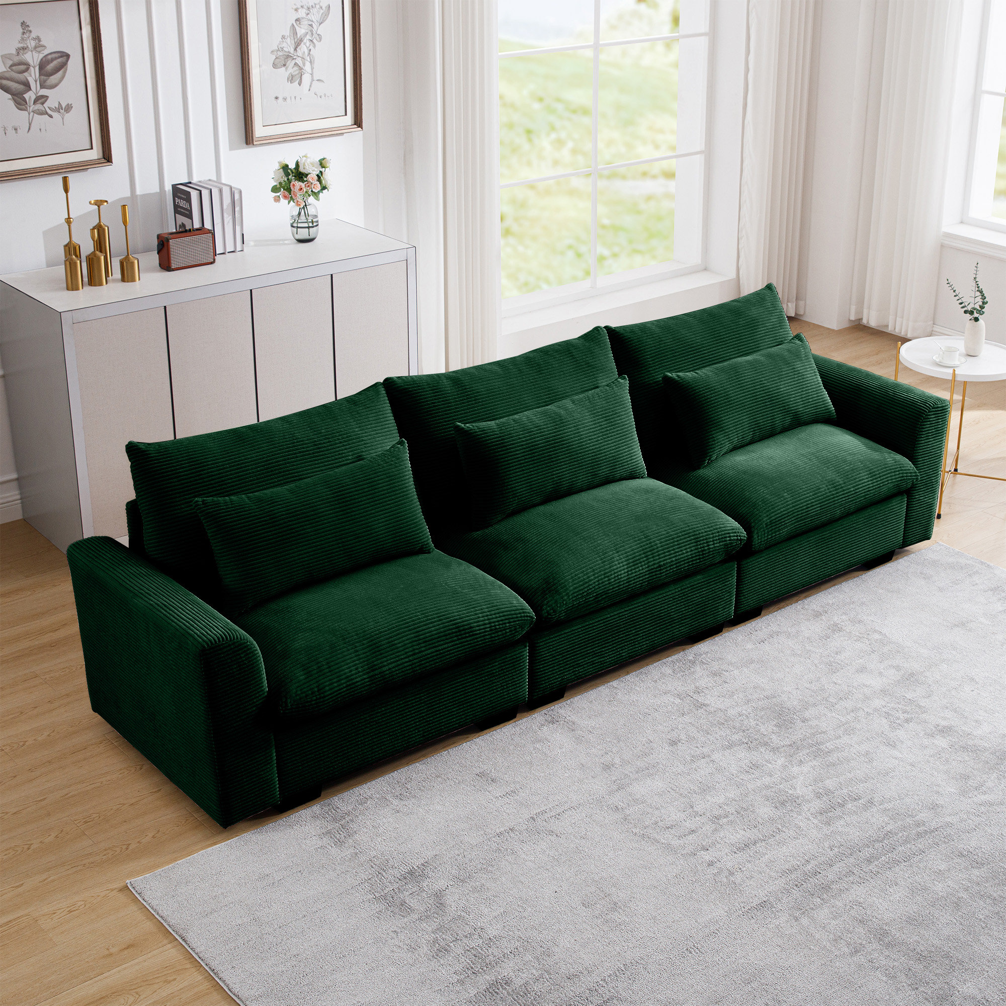 Everly Quinn 3 Seater Deep Seat Corduroy Sofa | Wayfair