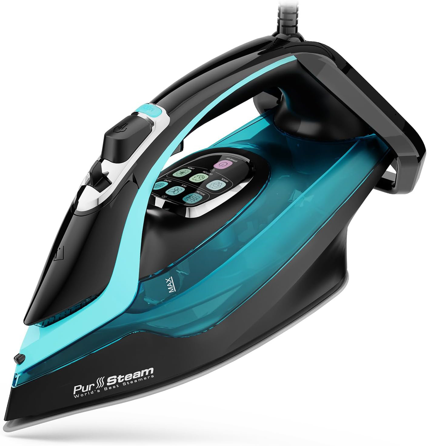 PurSteam SteamTech Elite 1750W Steam Iron, Digital Temp Control & LED ...