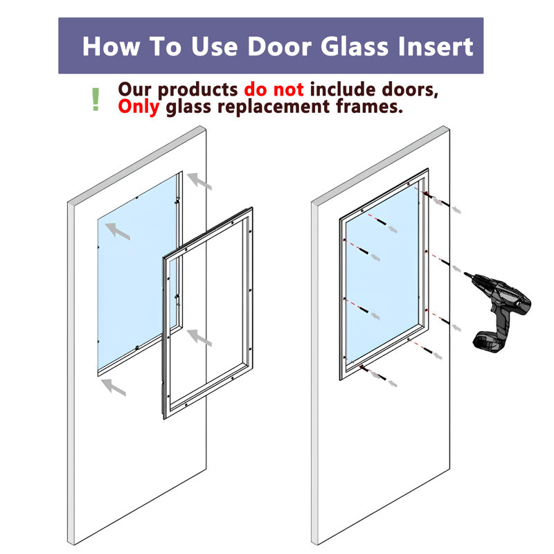 CHIC MODE Exterior Door Glass Replacement - Entry Door 22" X 36" Insert ...