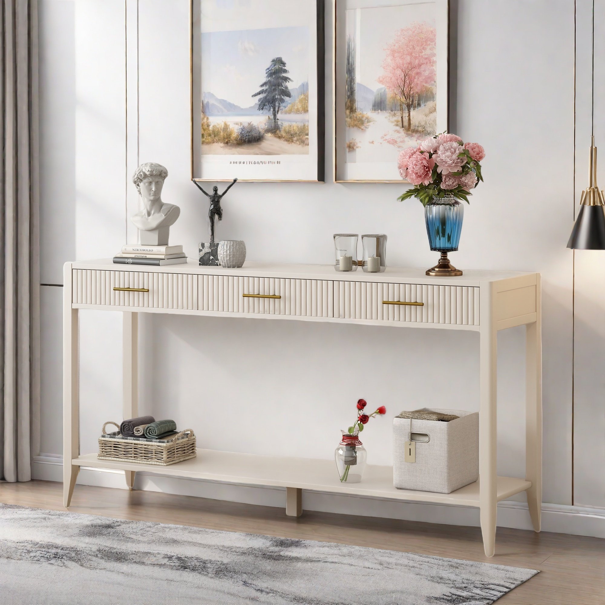 Lark Manor™ Elegant Console Table With Three Drawers And Smooth Lines ...