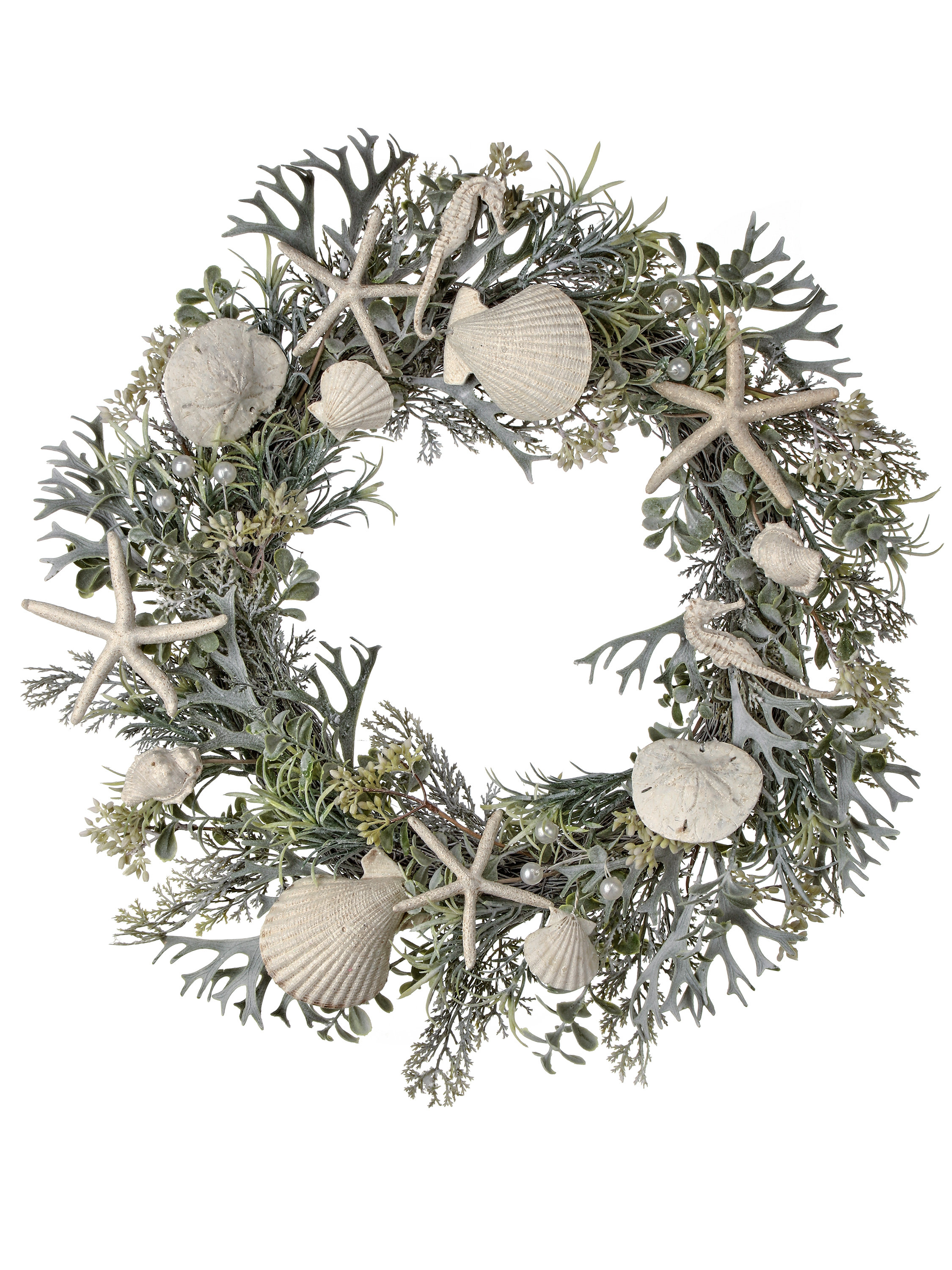 The Holiday Aisle® Faux Shell Nautical 22'' Wreath | Wayfair