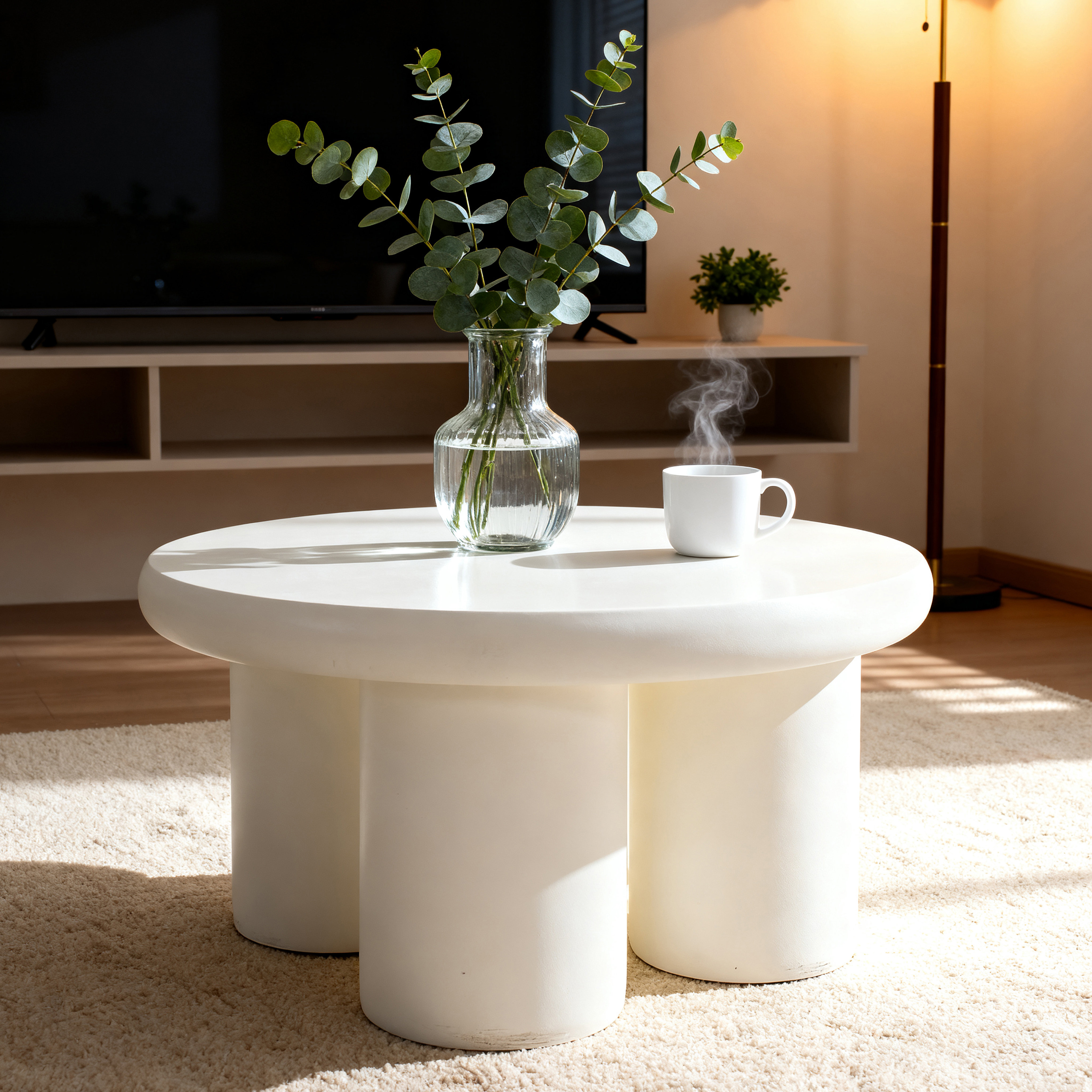 George Oliver 28'' White End Table, Faux Marble, With A Unique ...