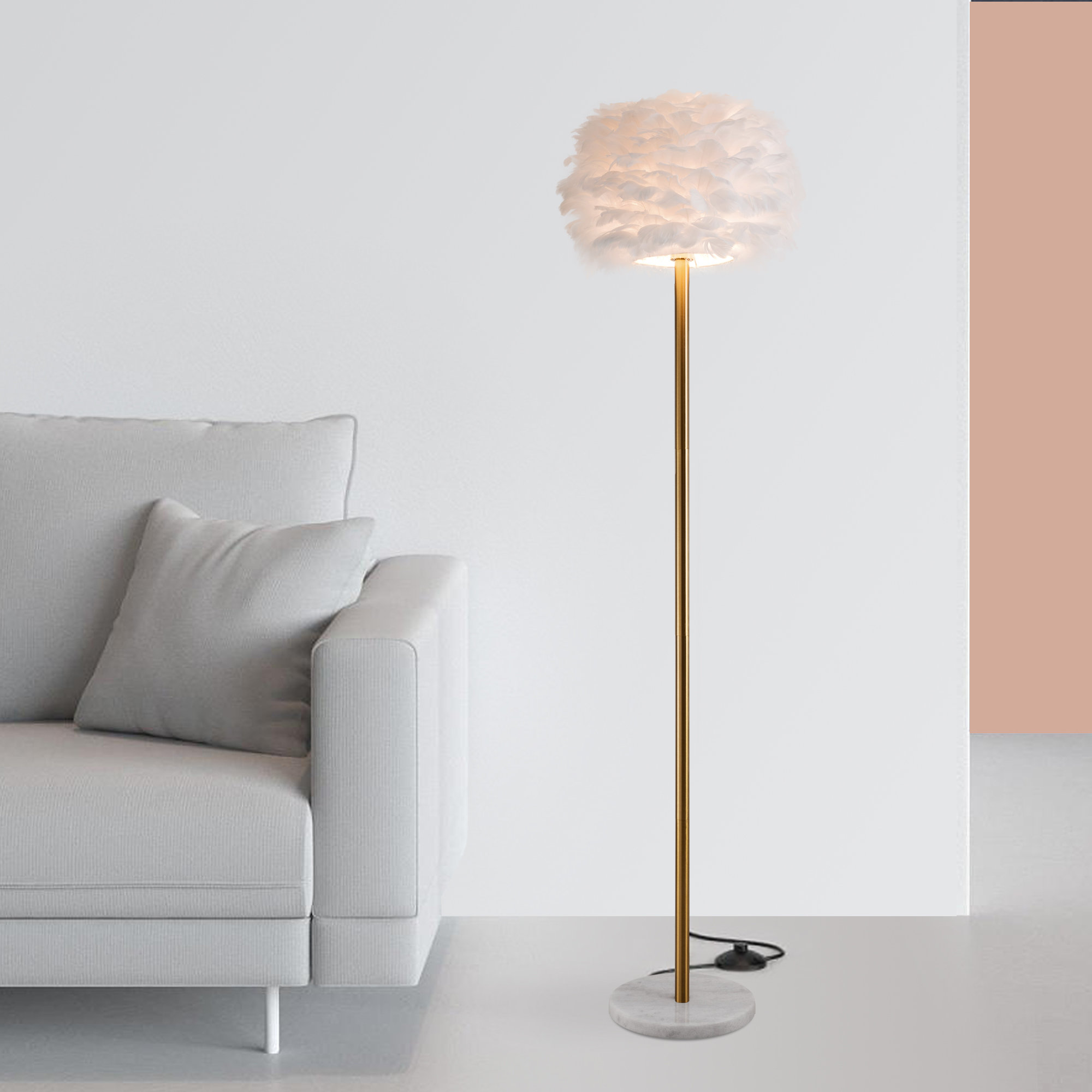 SIMPOL HOME Feather Floor Lamp, Modern Floor Lamp with White Feather ...