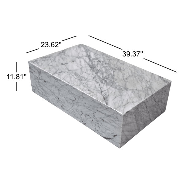 BETACH Genuine Marble Block Coffee Table - Carrara Marble & Reviews ...