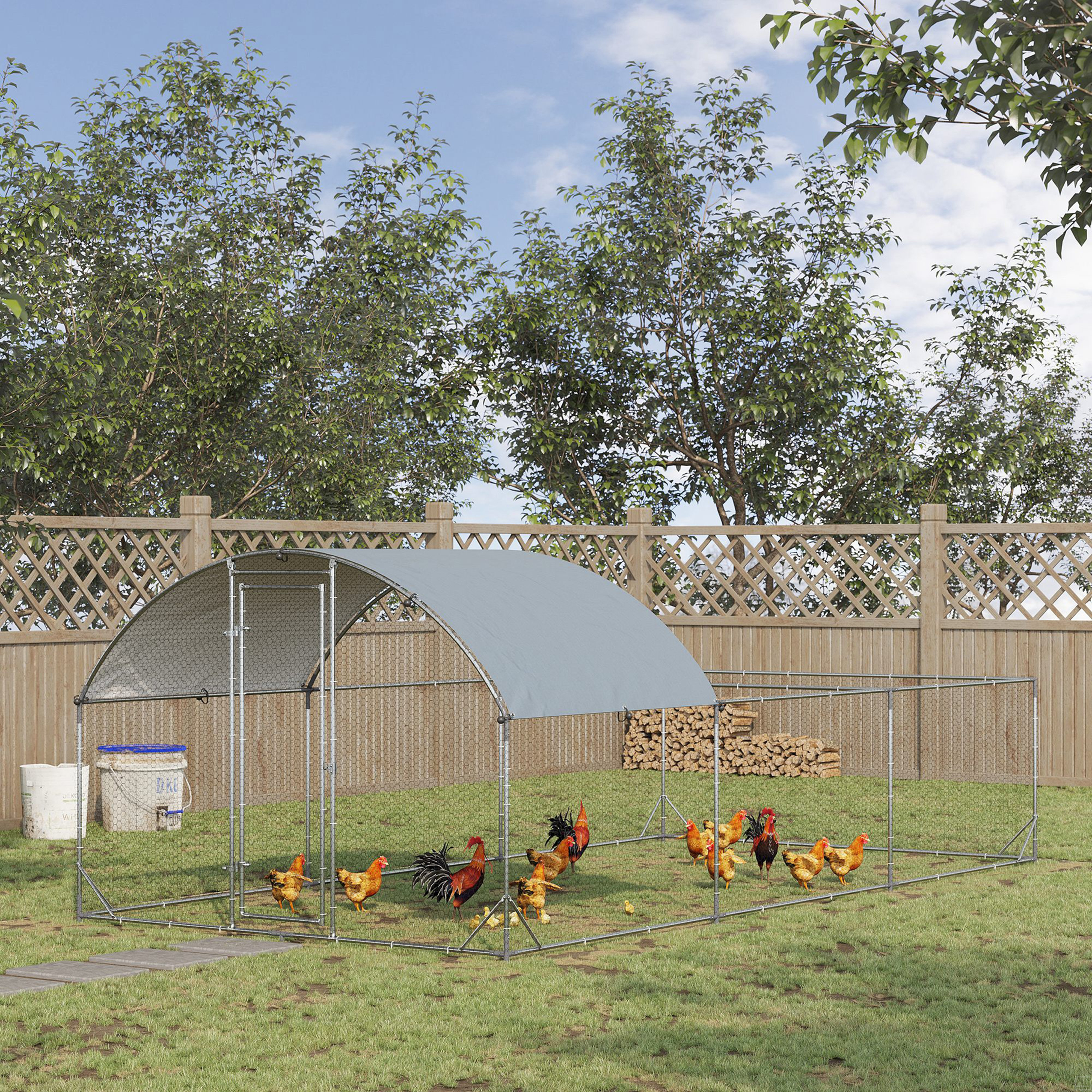 KAQCVIN Large Chicken Coop Metal Chicken Run For Chickens With ...