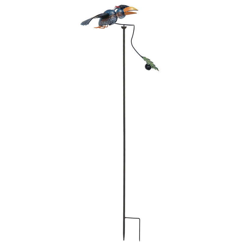 Arlmont & Co. Metal Rustic Crow Goldfinch Spinning Balancing Garden ...