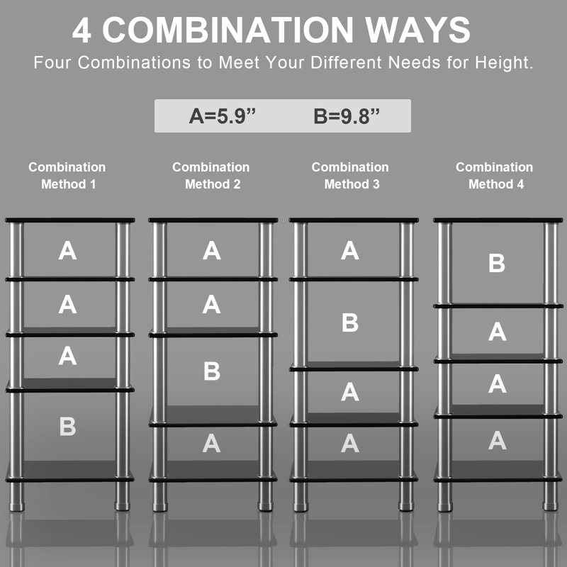 Wrought Studio™ Modern 4-Tiers Glass TV Stand Audio Video Tower | Wayfair