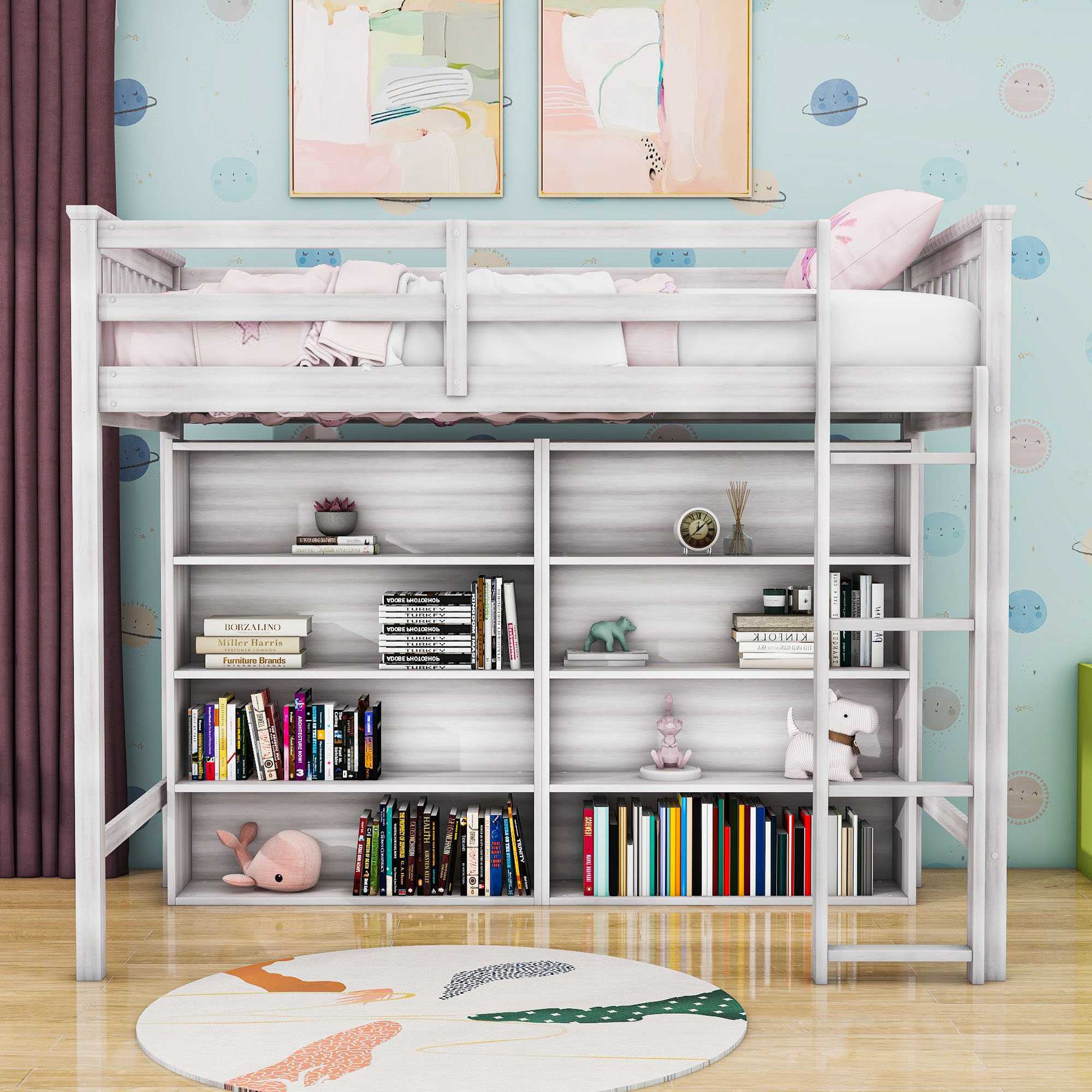 Harriet Bee Iliu Twin Loft Bed with Shelves by YUNMA | Wayfair