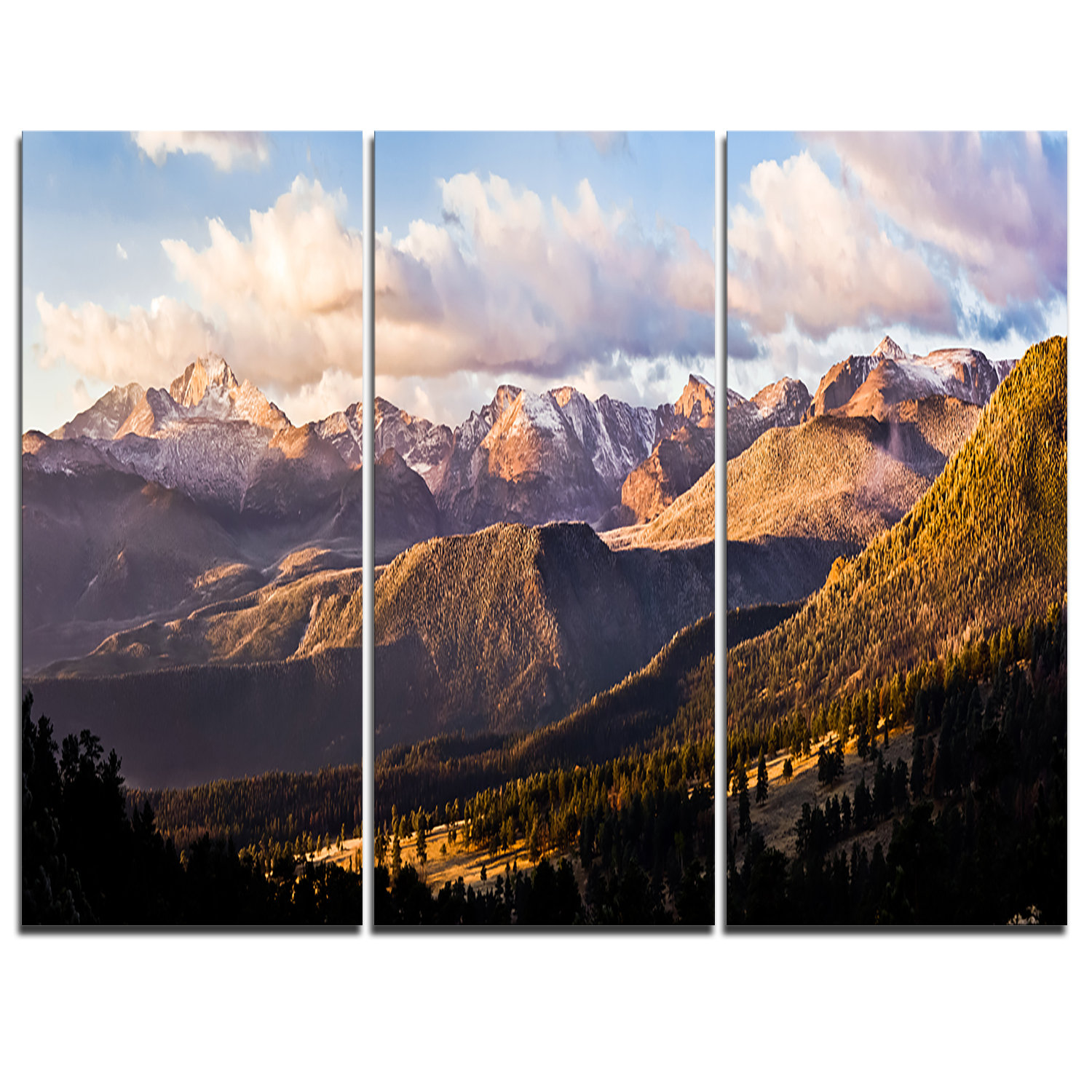 Design Art Clouds over Longs Peak Landscape - 3 Piece Graphic Art on ...