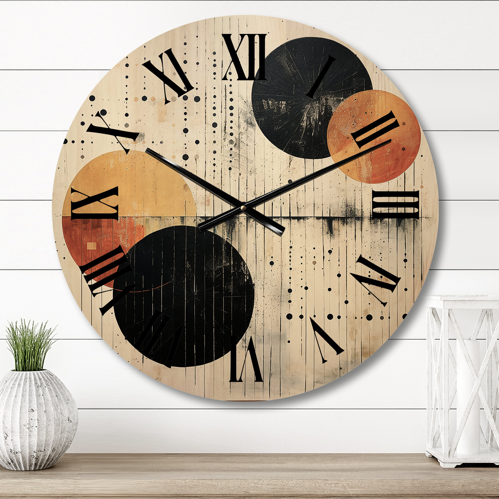 East Urban Home Grey Orange Mid Century Minimalist Oasis I - Abstract ...