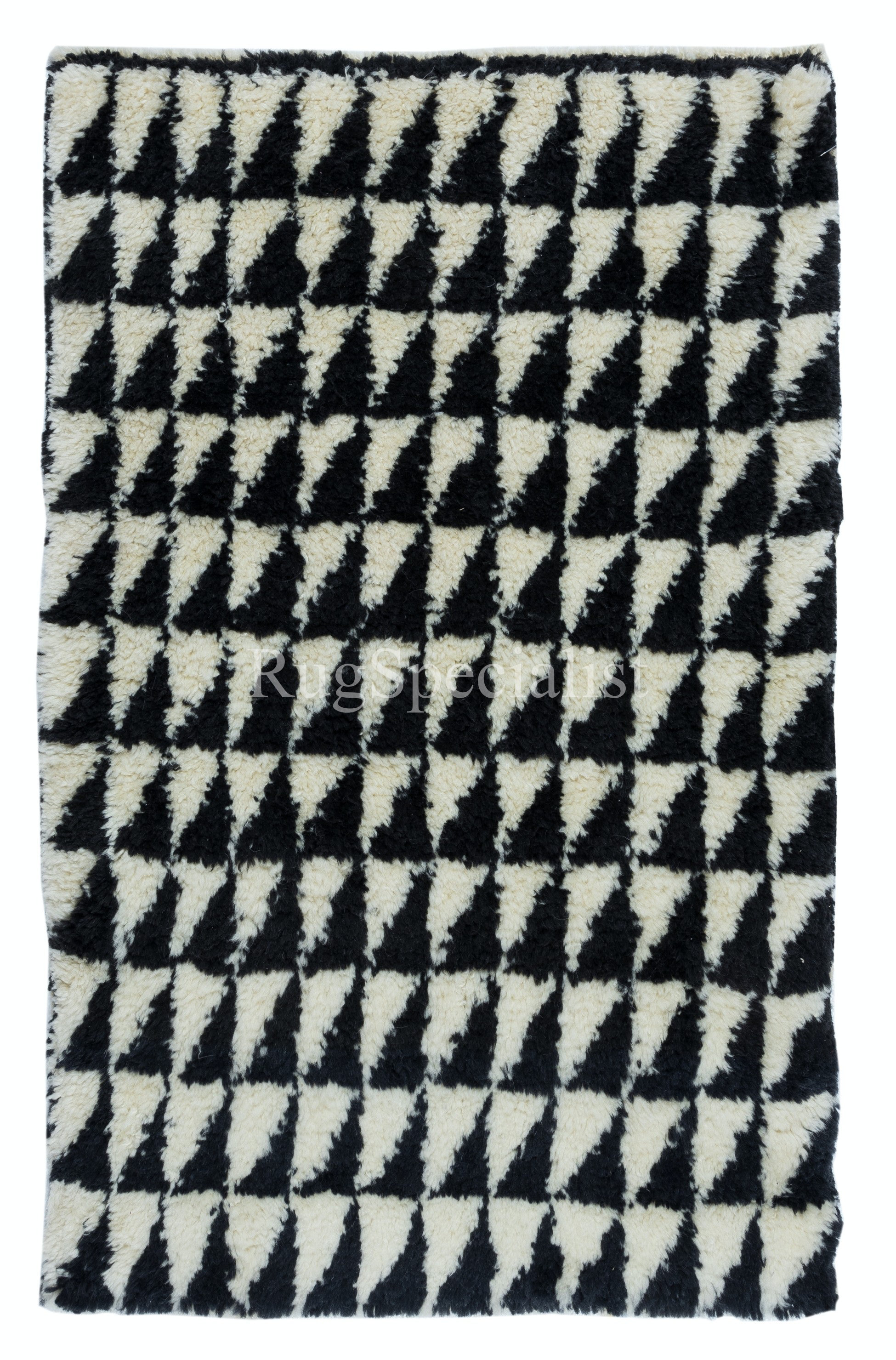 Dakota Fields Modern Handmade Tulu Rug Made of Black & Beige Wool ...