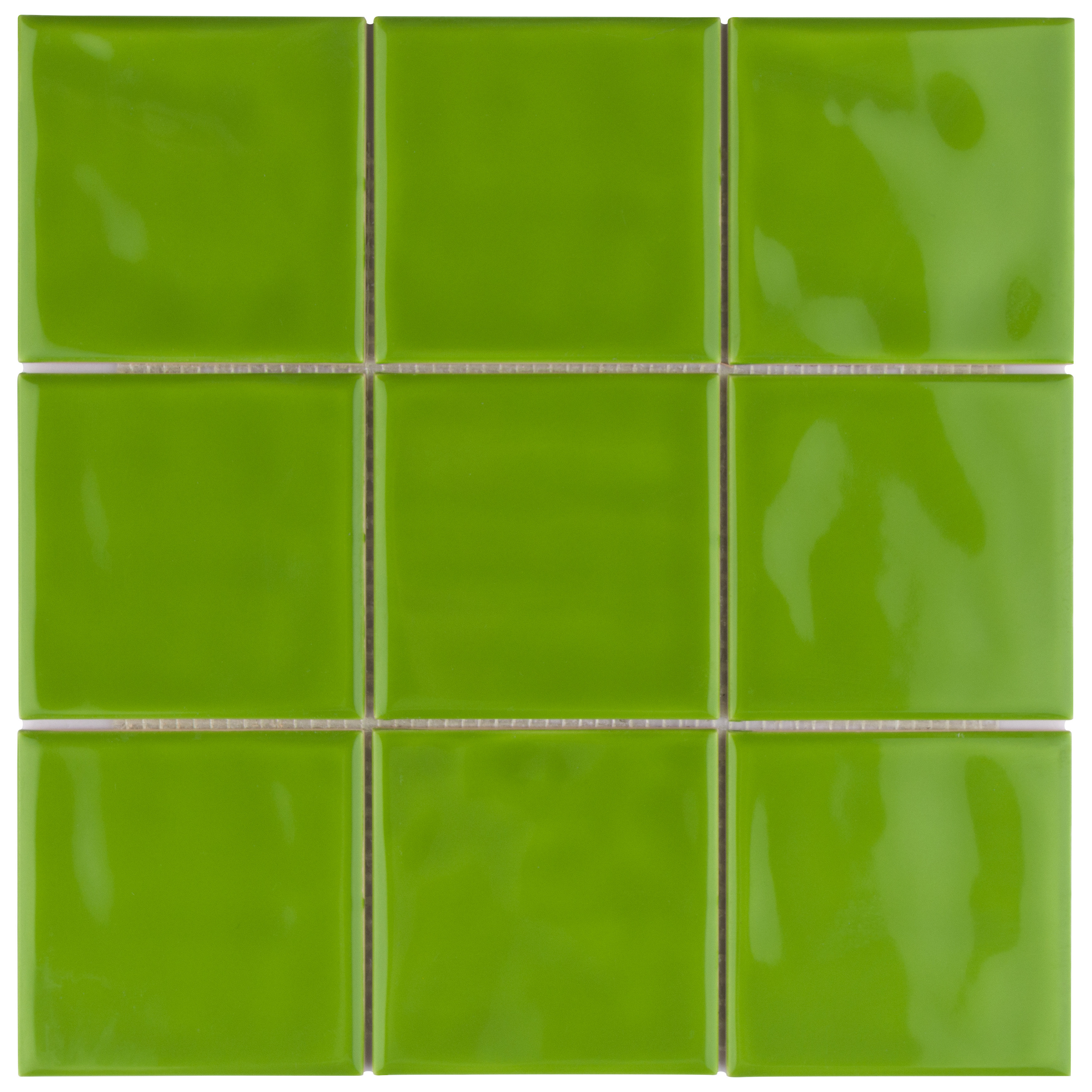 Merola Tile Twist Square Green Kiwi 11-3/4" x 11-3/4" Ceramic Mosaic ...
