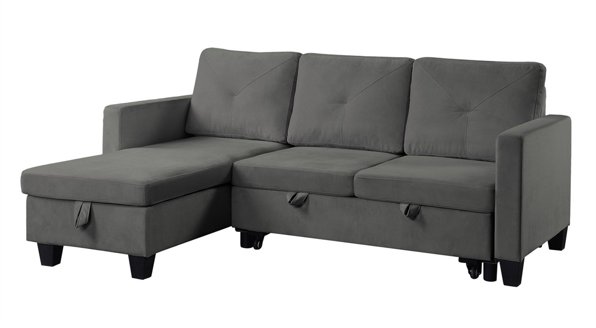 Latitude Run® Humberto 83"W Dark Gray Velvet Reversible Sleeper ...