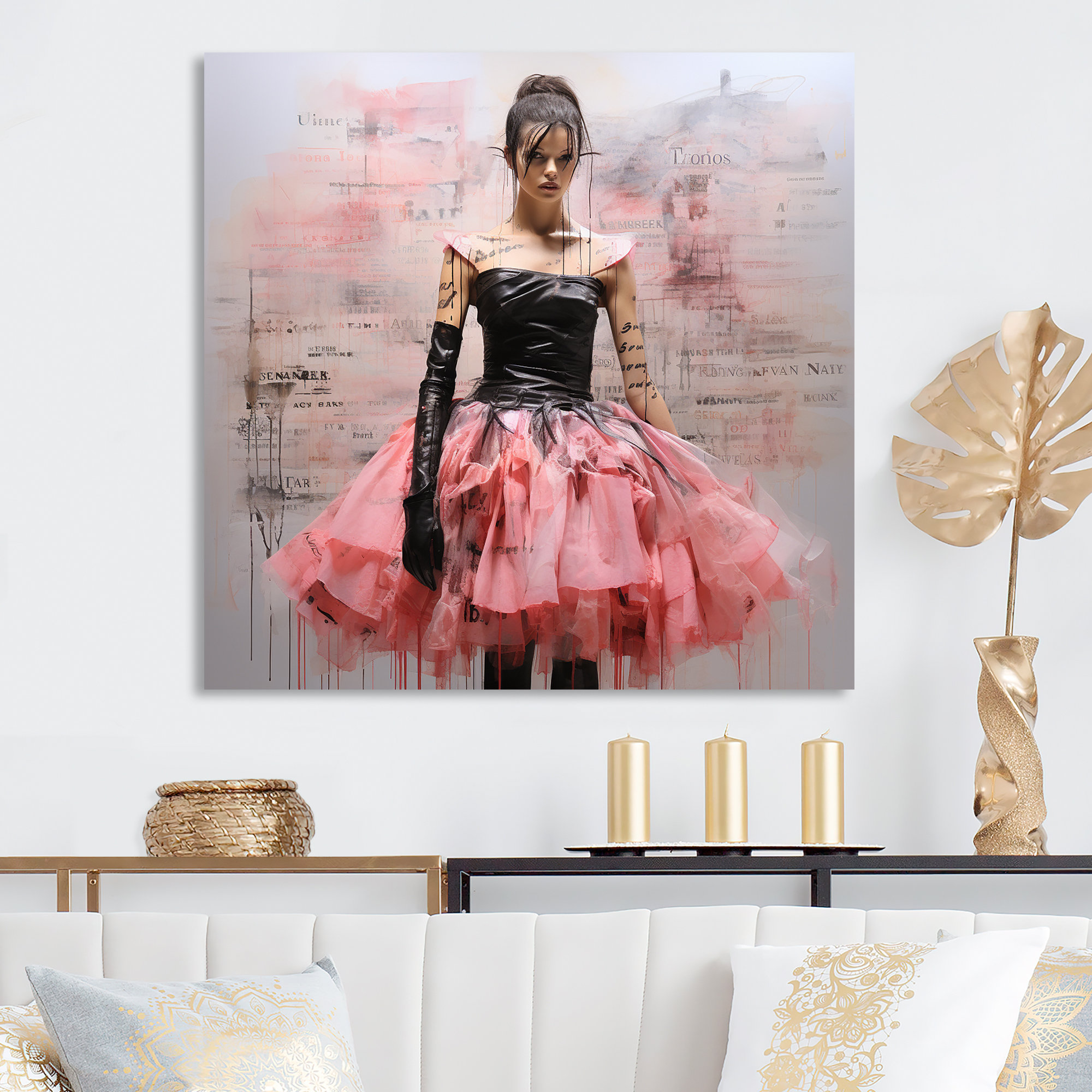 Mercer41 Pink Avant Garde Fashion Ballet - Fractal Metal Wall Art Print ...
