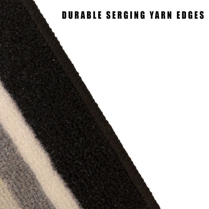 Ebern Designs Solid Border Black Low Pile Slip Resistant Rugs & Reviews ...