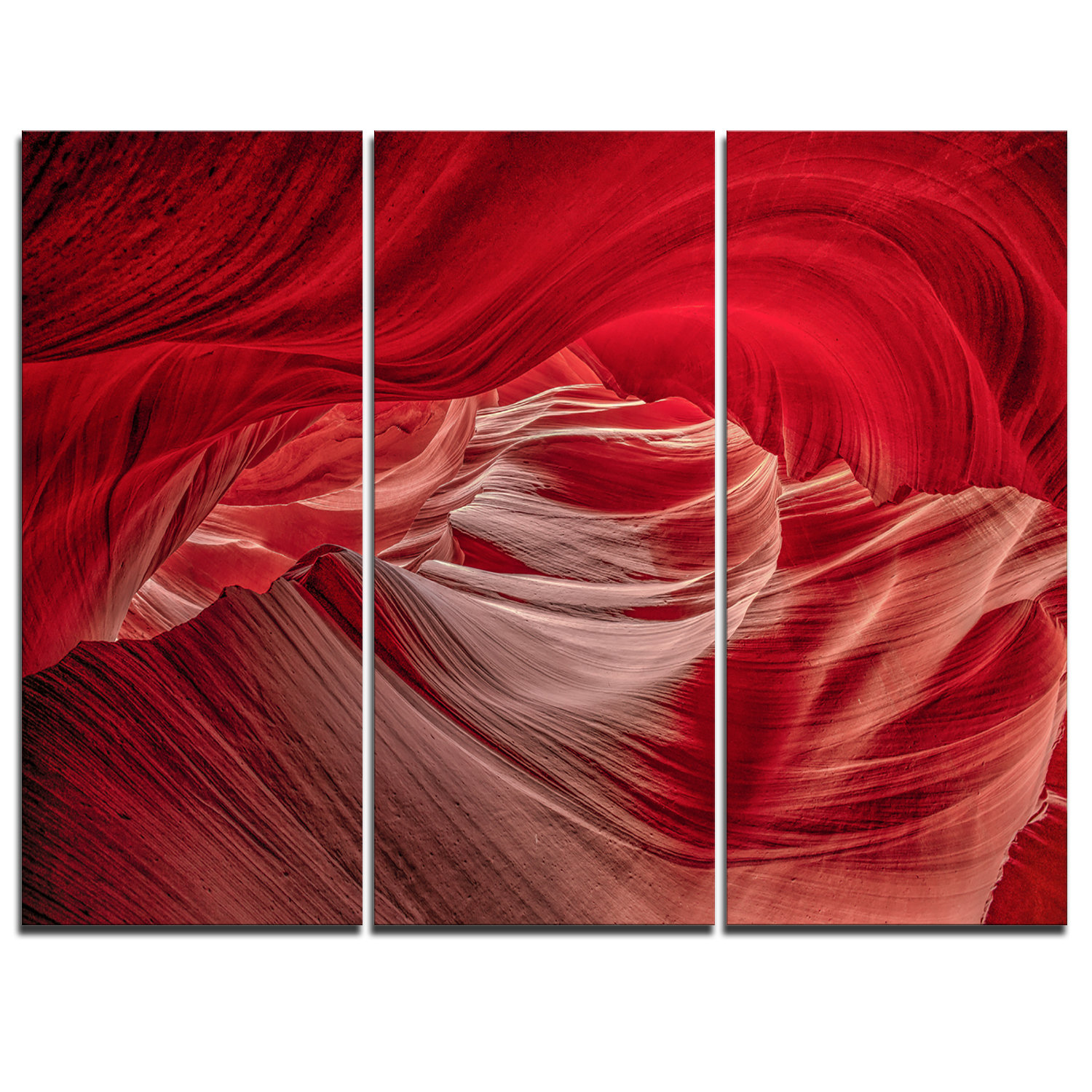 Design Art Red Shade in Antelope Canyon - 3 Piece Graphic Art on ...