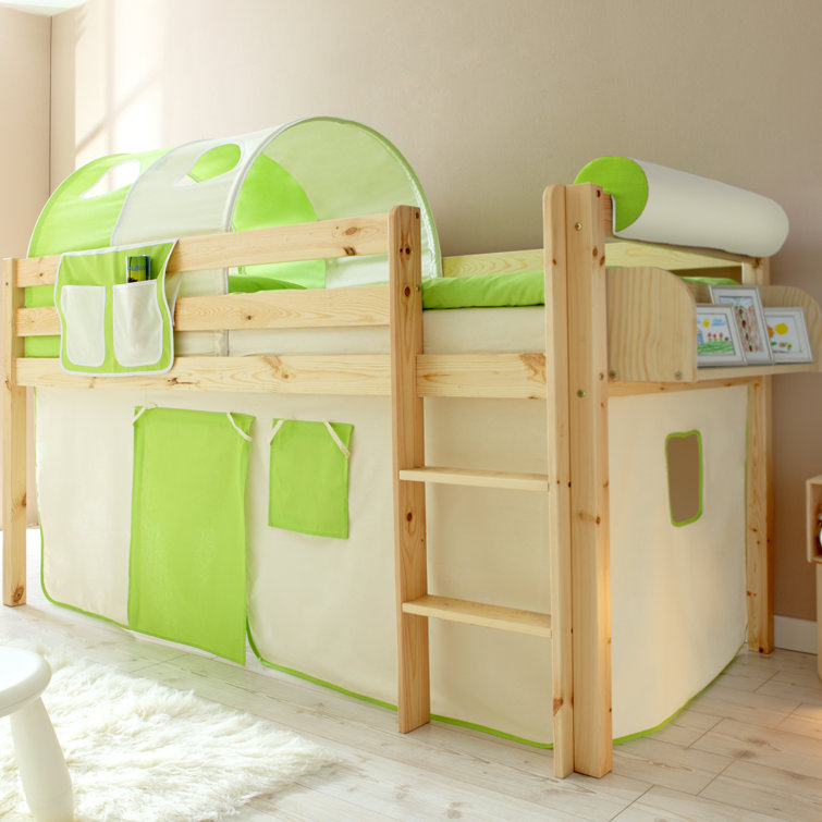 Zoomie Kids Freer European Single High Sleeper Bed with Curtain ...