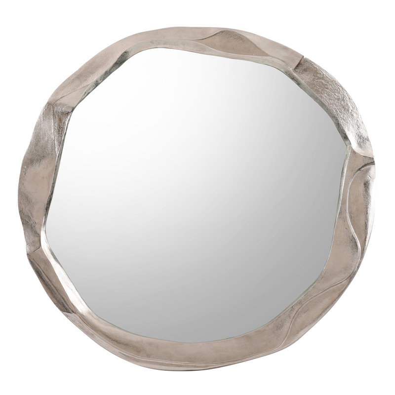 John-Richard Round Ruga Mirror, Small Nickel | Perigold