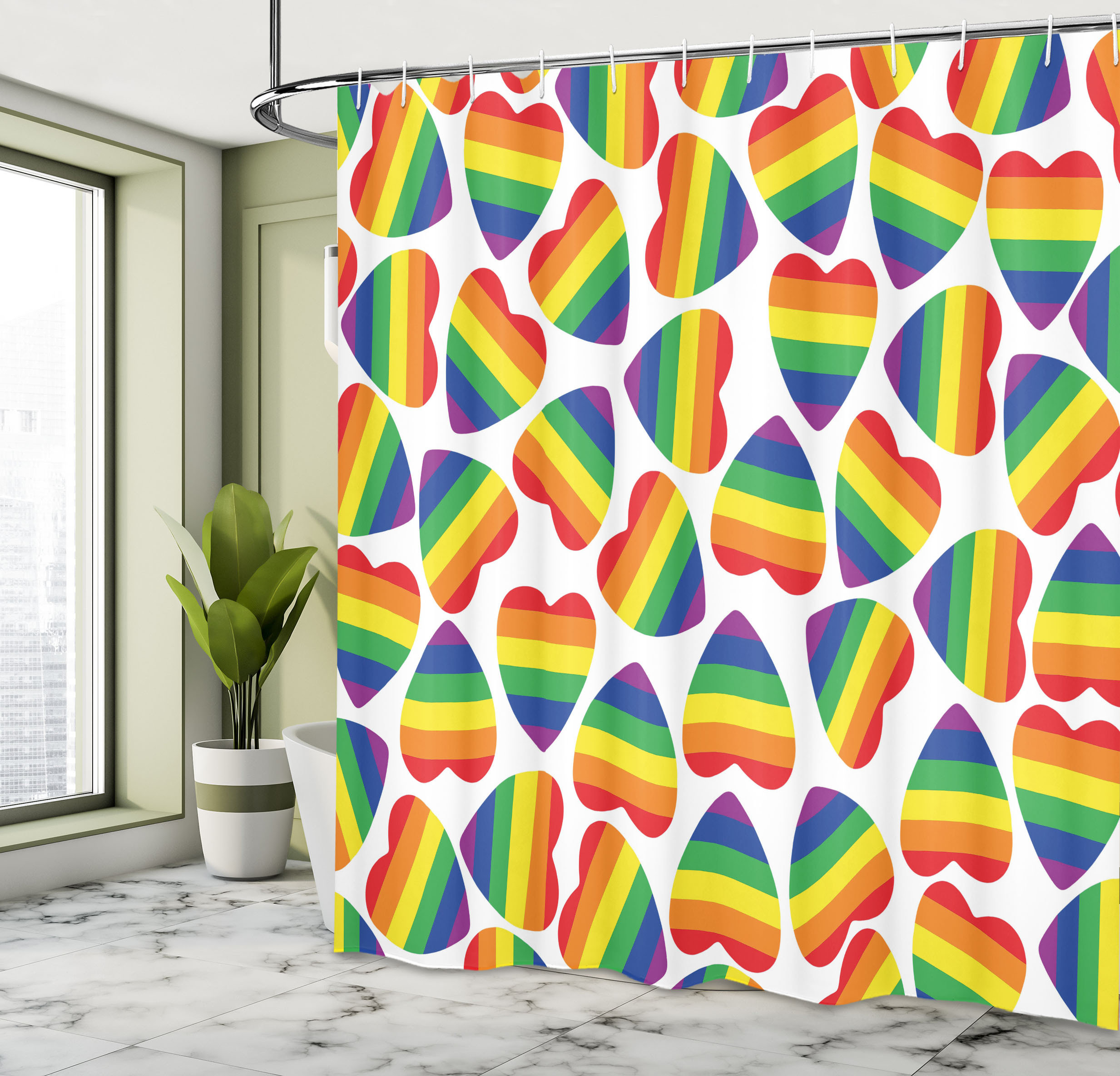 East Urban Home Grabowicz Pride Shower Curtain Colorful Heart 33705 ...