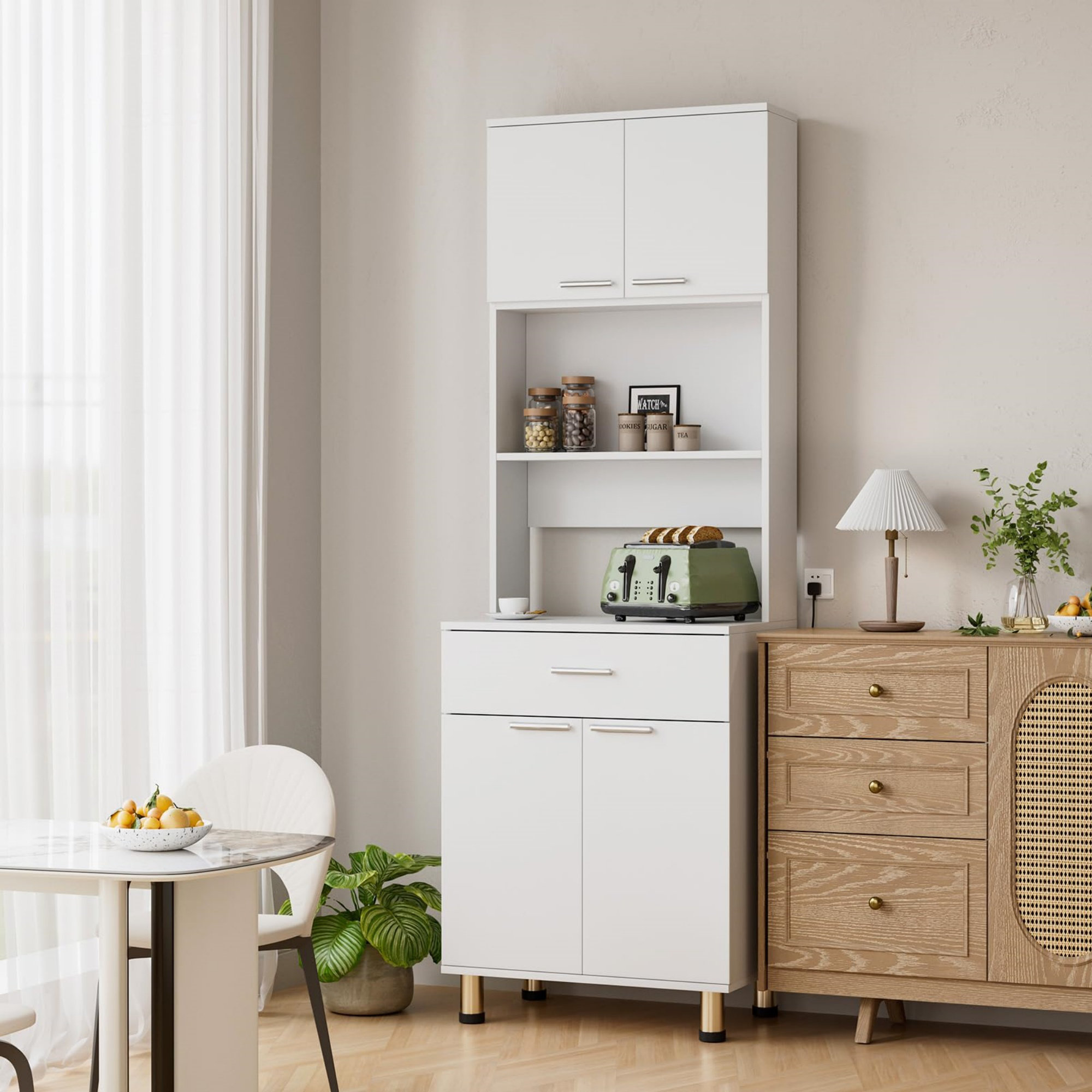 ClassicLiving Tall Kitchen Cupboard Storage Unit 60Cm X 40Cm X 180Cm ...