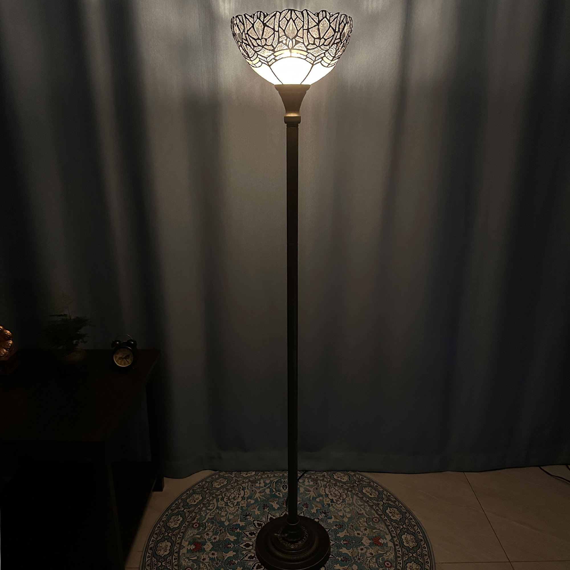 Astoria Grand Tiffany Floor Lamp White Crystal Stained Glass Light ...