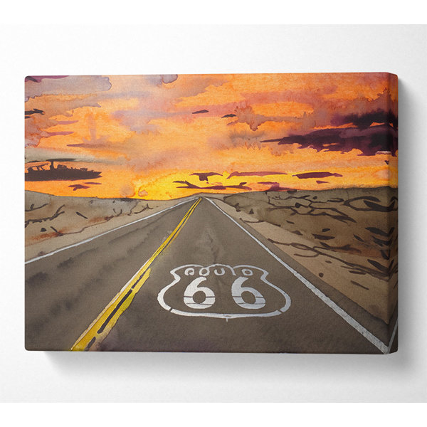 ClassicLiving Route 66 Sunset - Wrapped Canvas Print | Wayfair.co.uk