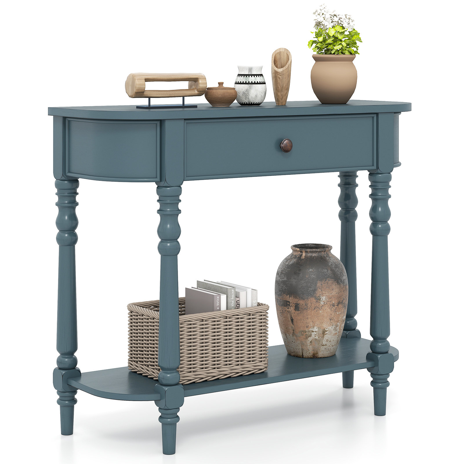 Canora Grey Retro Console Table 36''L Wooden Entryway Table w/ Storage ...