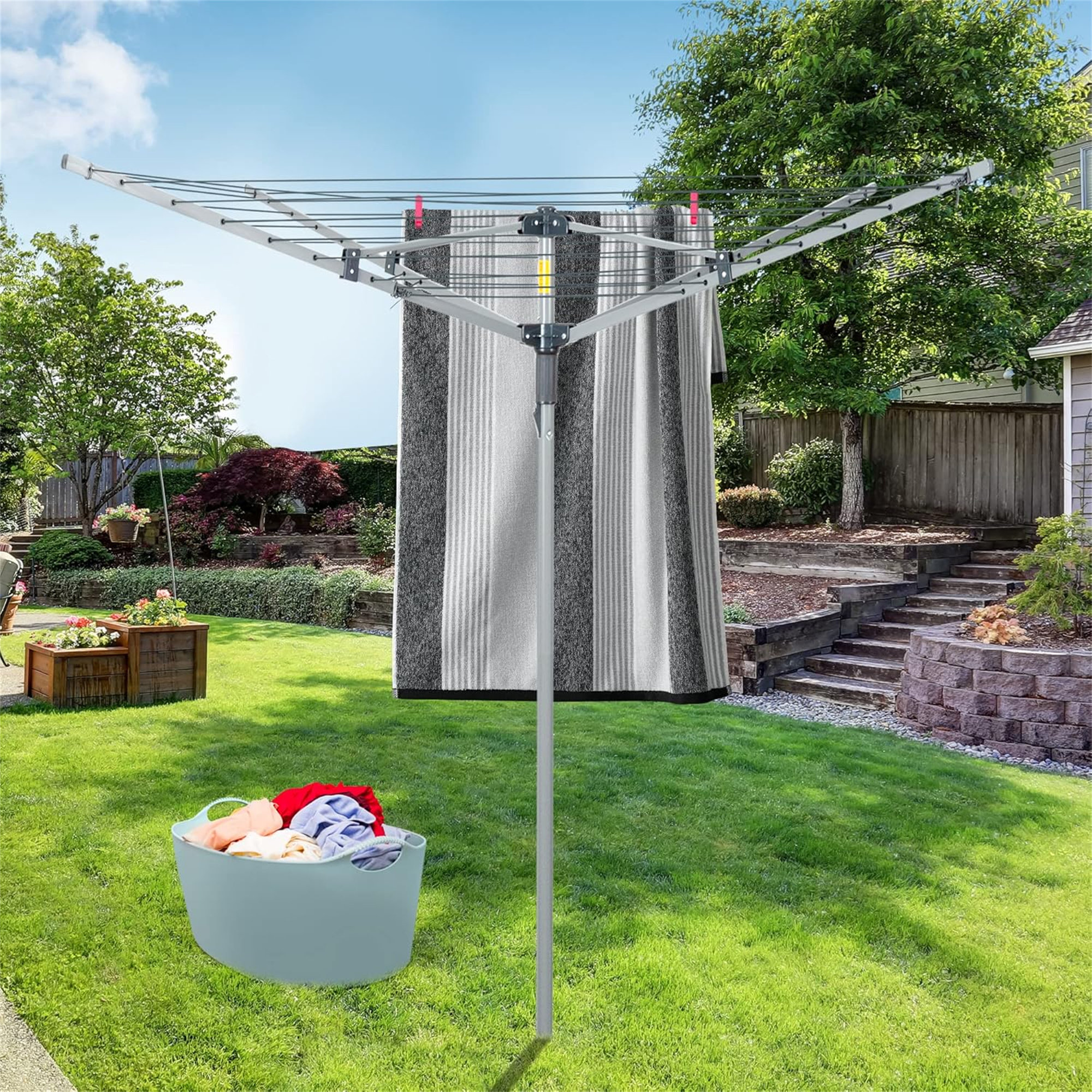 doitbest Rotary Outdoor Umbrella Drying Rack - 131 Ft Drying Space ...