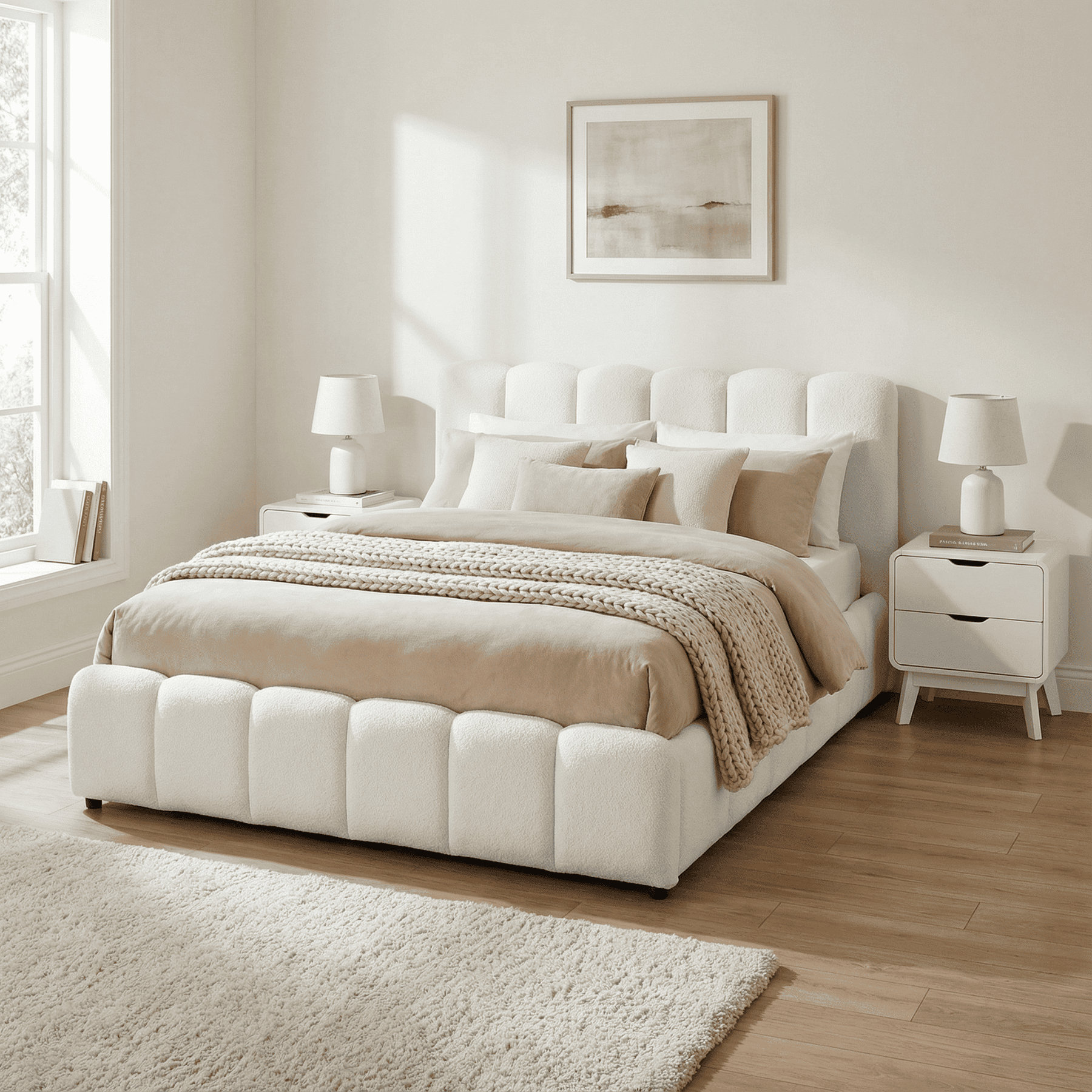 Marlow Home Co. Atiyah White Boucle Wingback Ottoman Storage Bed with ...