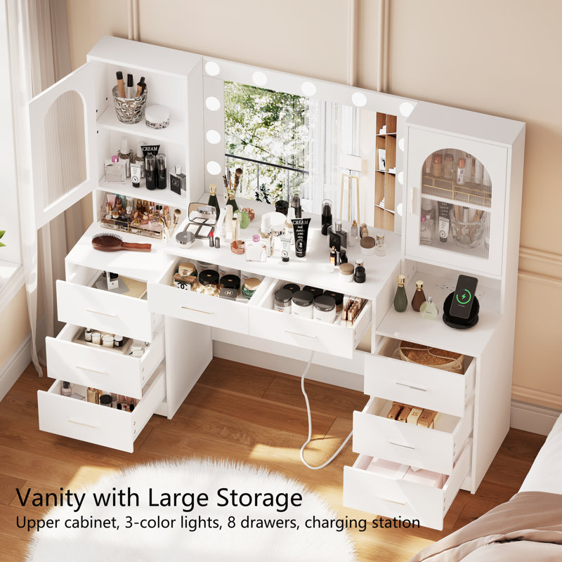 Latitude Run® Latitude Run 61.9" L Large Vanity Desk With Mirror ...