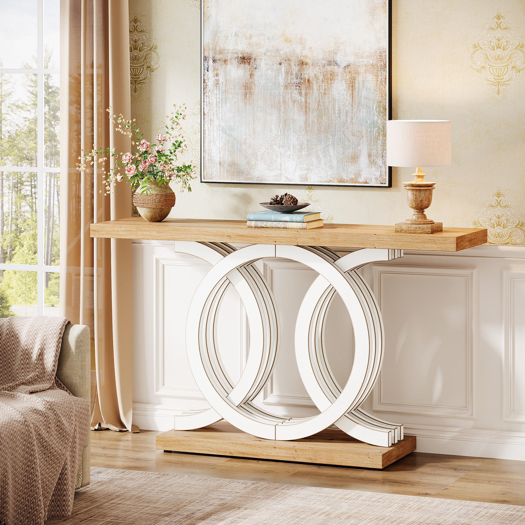 Ebern Designs Modern 55-Inch Console Table, Wood Entryway Table Sofa ...