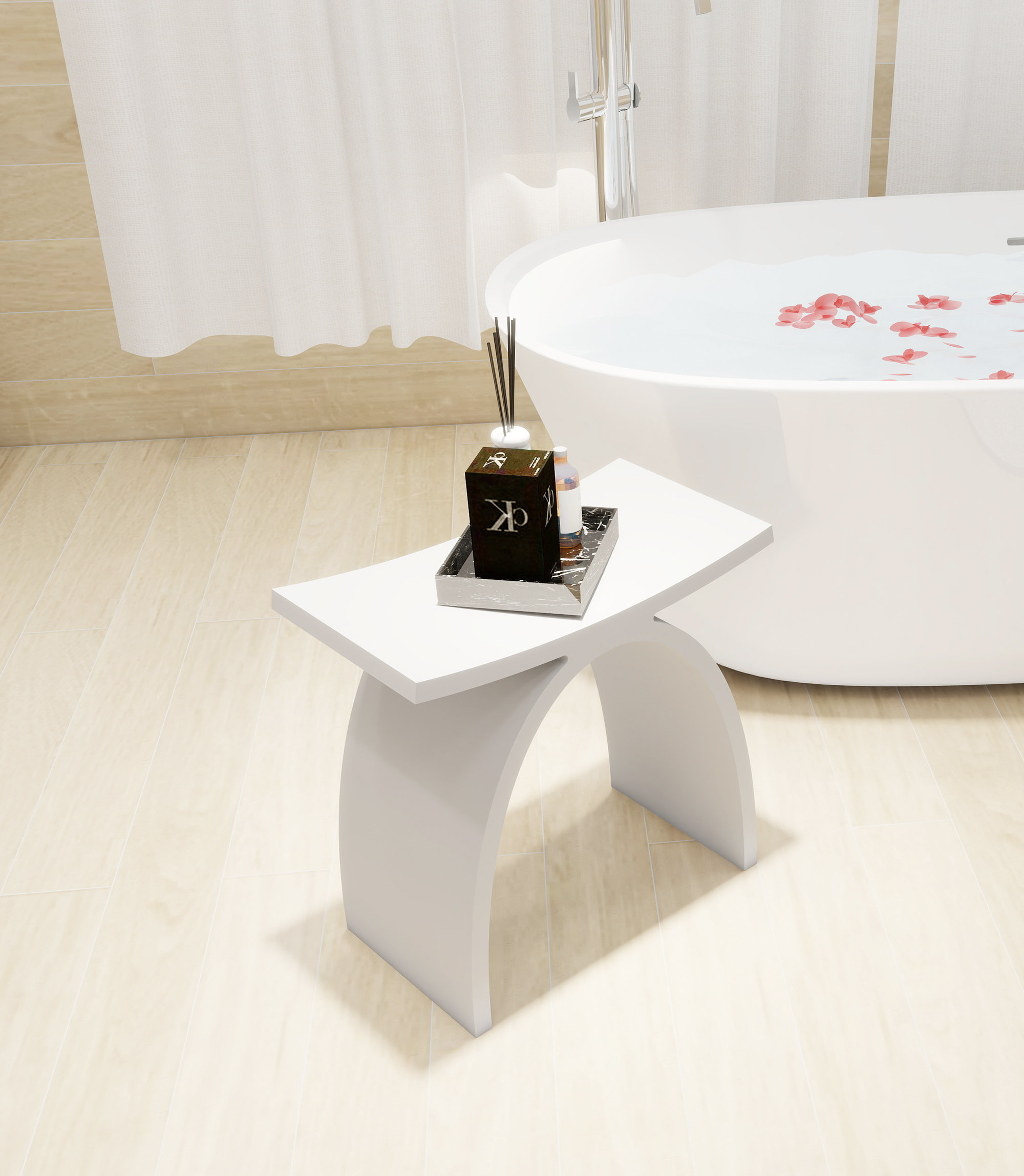 Orren Ellis 16.5"W Matte Black Solid Surface Shower Bench | Wayfair