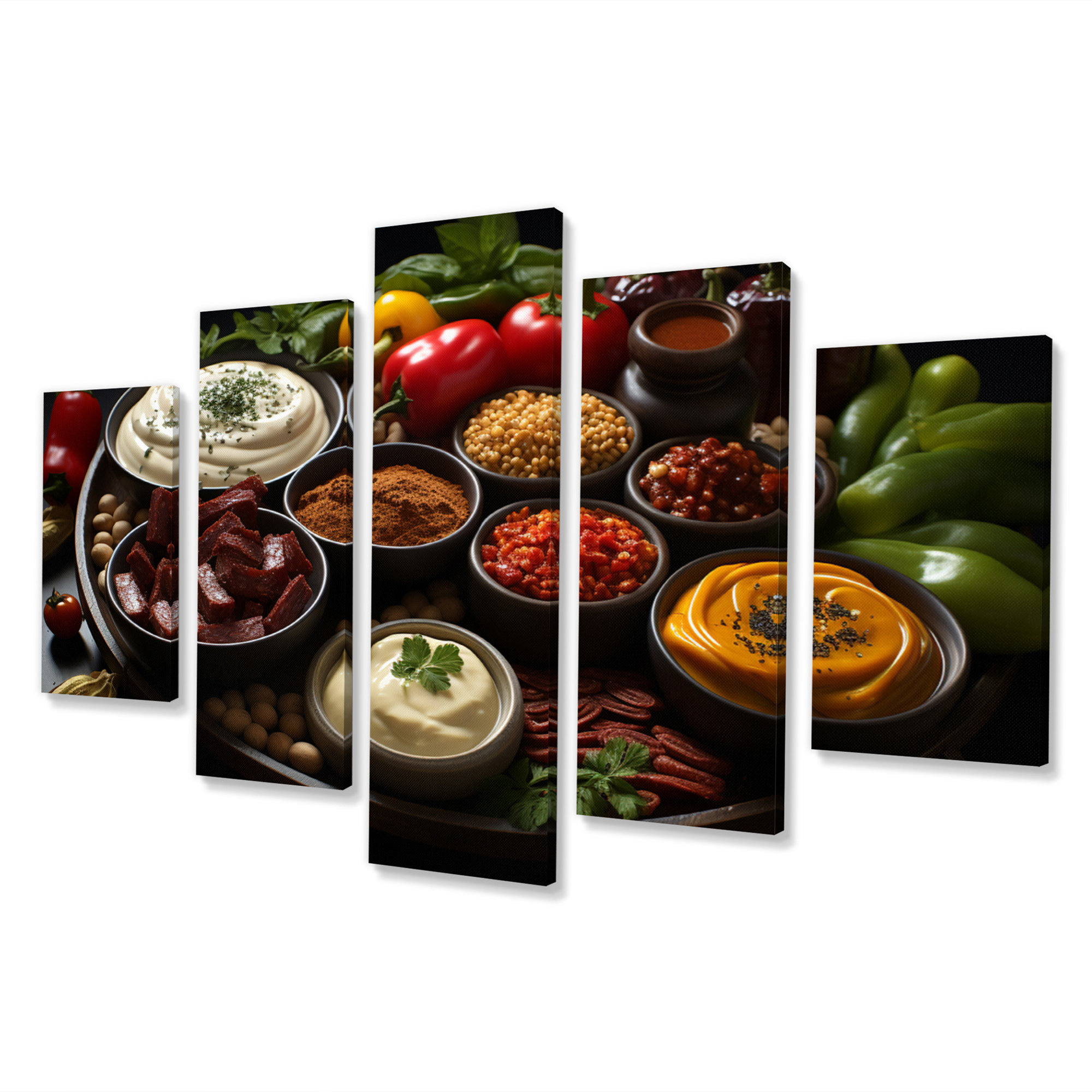 Ebern Designs Condiments Food Photography On Canvas 5 Pieces Print ...