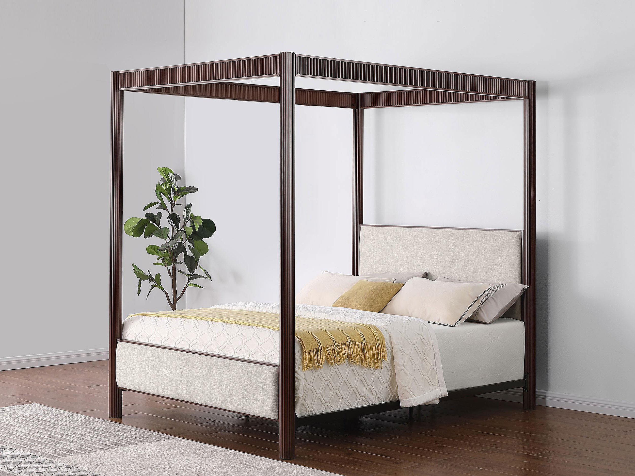Latitude Run® 89-inch Metal Canopy Bed Rust Brown | Wayfair