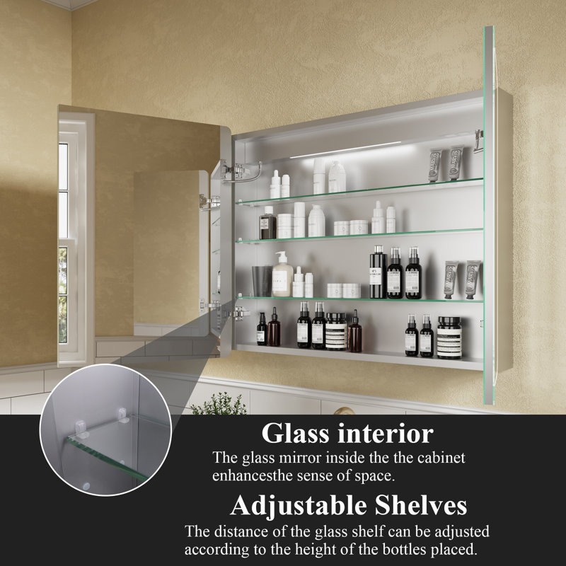 Wrought Studio Jadiah Recessed or Surface Mount Frameless 2 Door ...