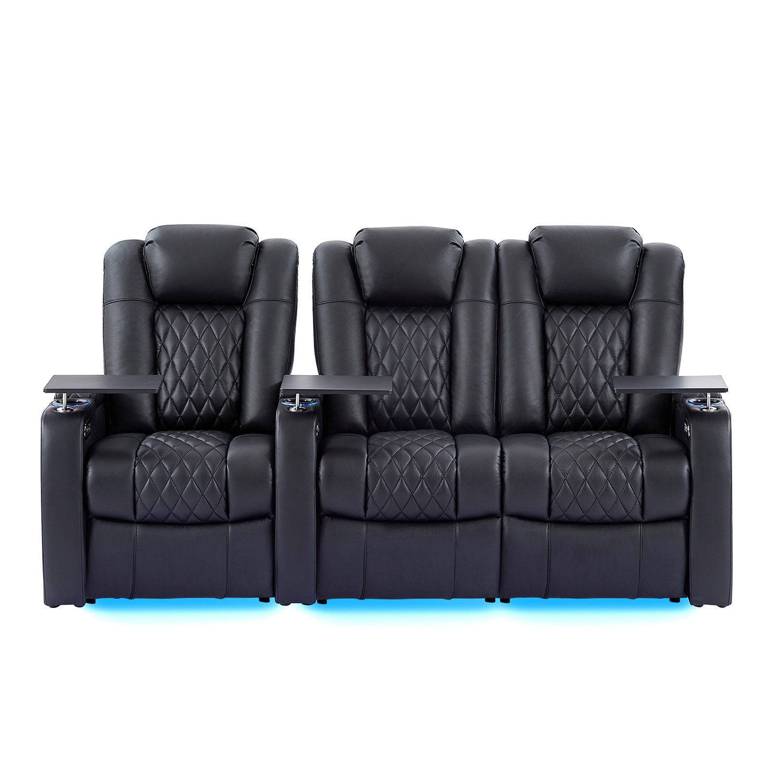Ivy Bronx Leather Home Theater Seating Dual Power Movie Theater Chairs ...