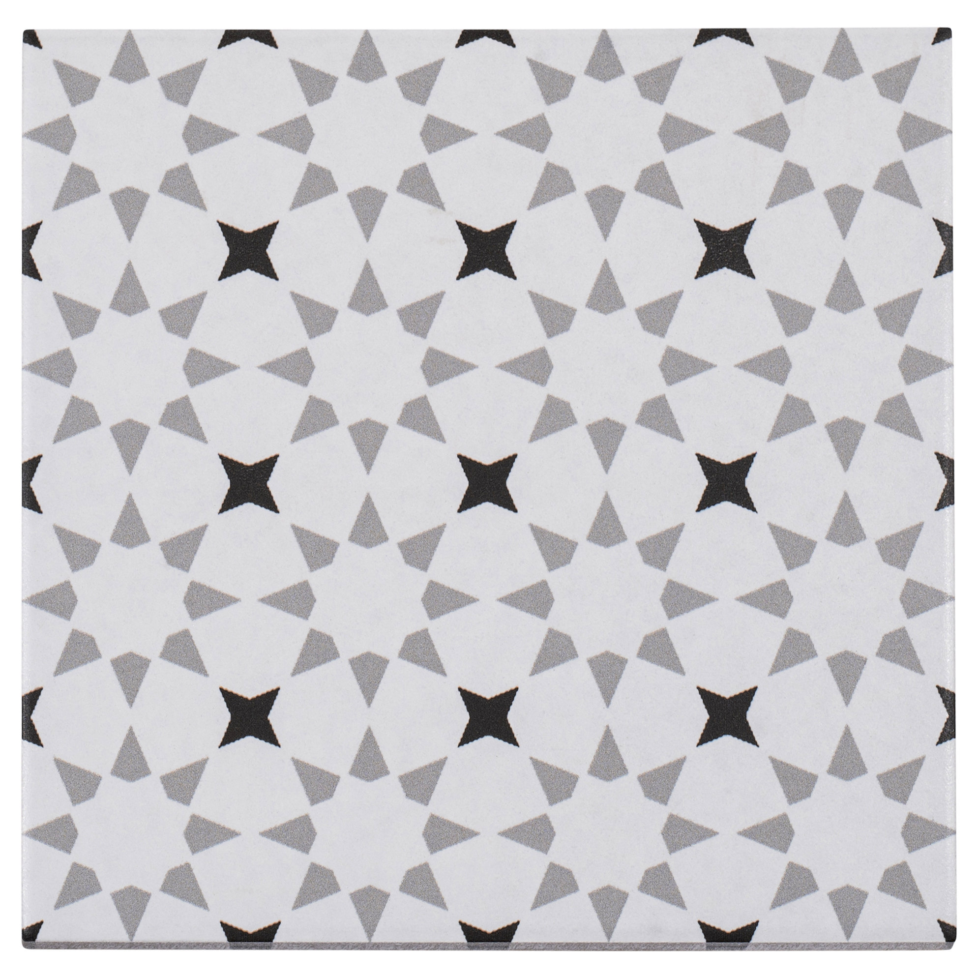 Andova Bliss Deco Grey 8-in. Encaustic Spanish/Moroccan Patterned Matte ...