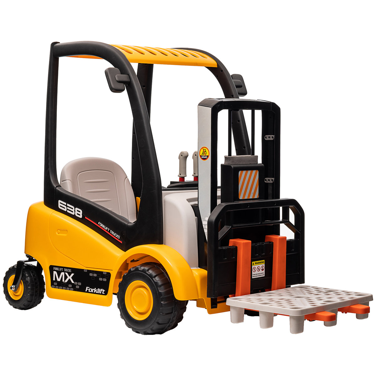 Qaba 12V 360° Rotation Kids Ride on Forklift Car with Tent Liftable ...